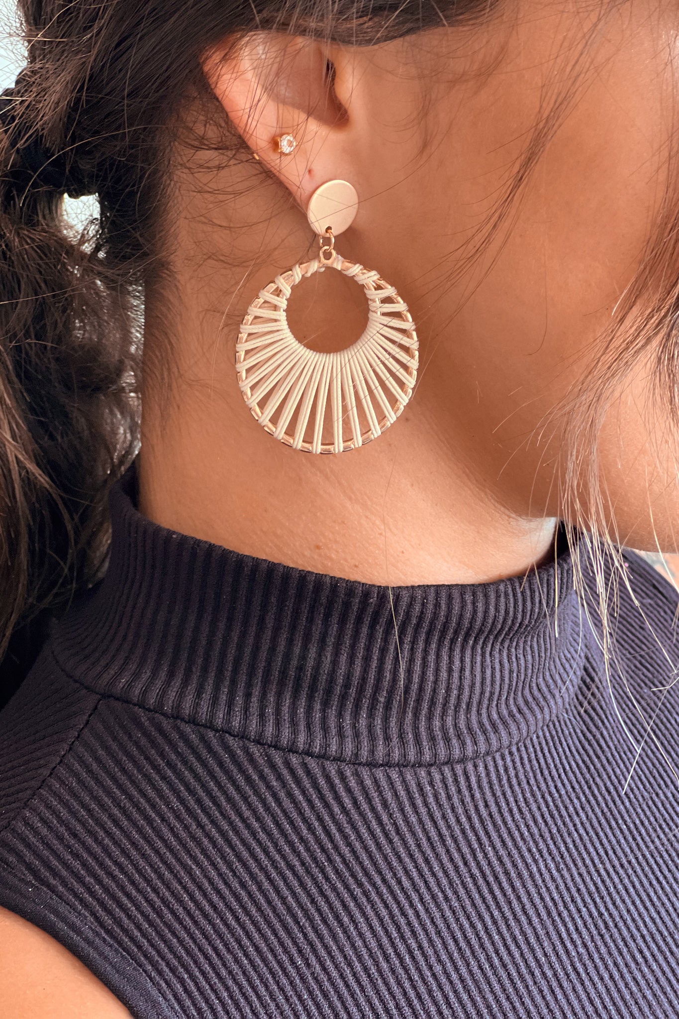 Cream Cord Braided Hoop Earrings | Online Boutiques – Saved by the Dress