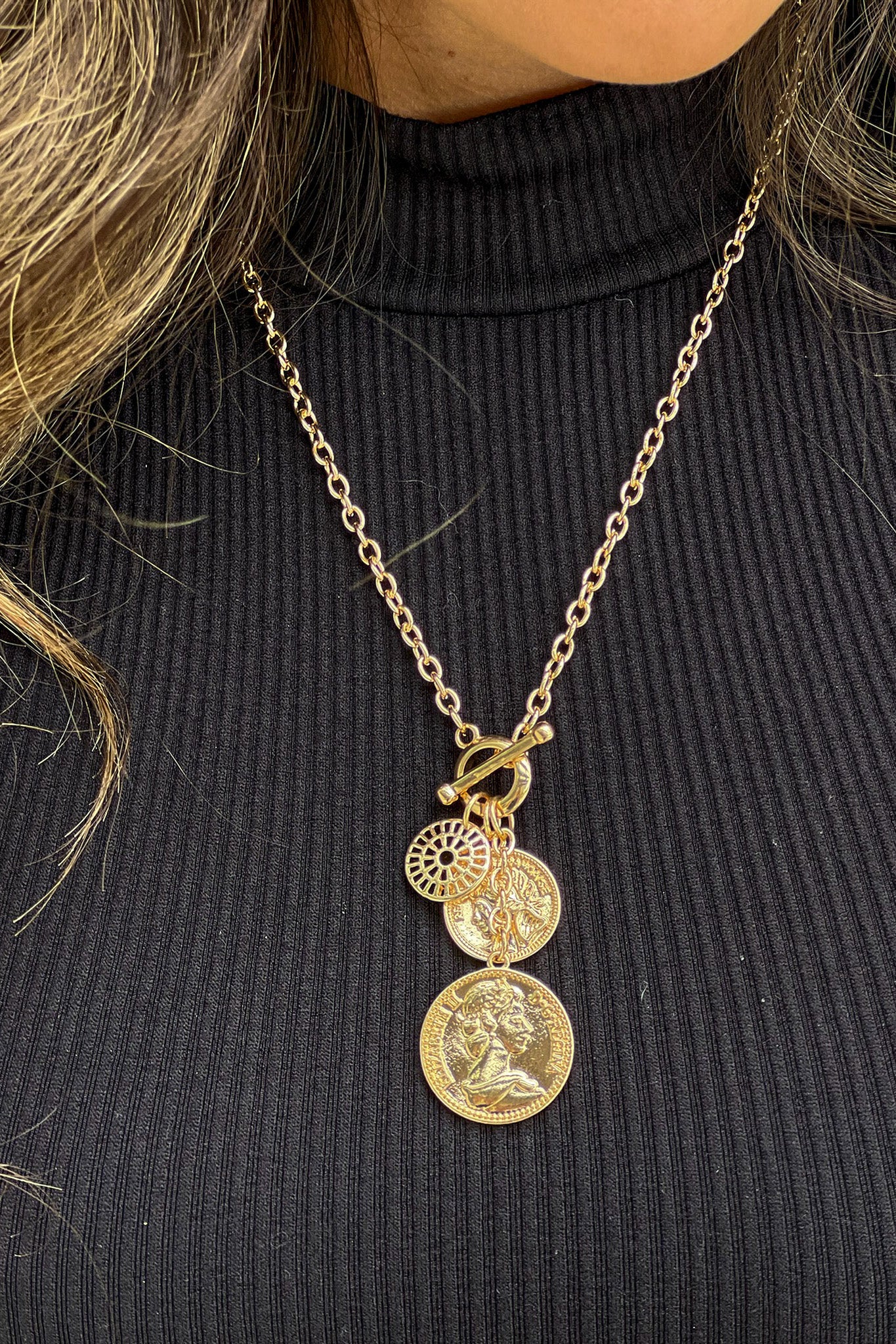 Gold Coin Charm Cluster Necklace | Accessories – Saved by the Dress