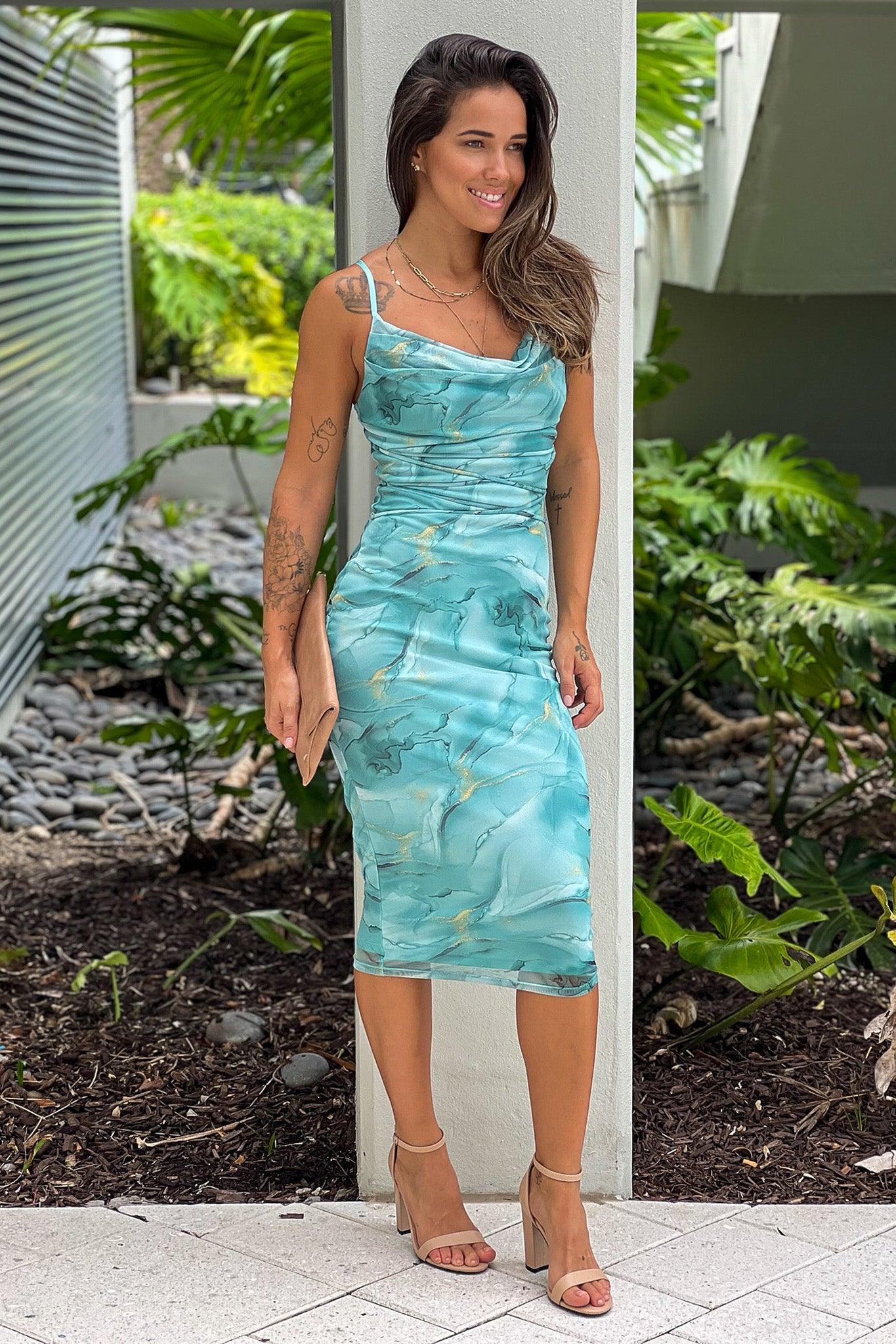 Seafoam Marble Midi Dress | Short Dresses – Saved by the Dress