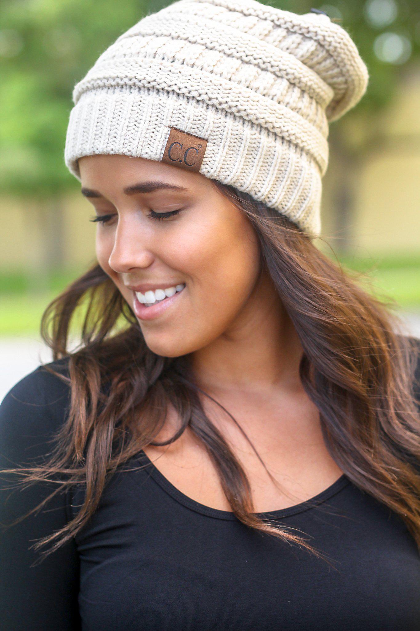 Beige Knit Beanie | Beanies – Saved by the Dress
