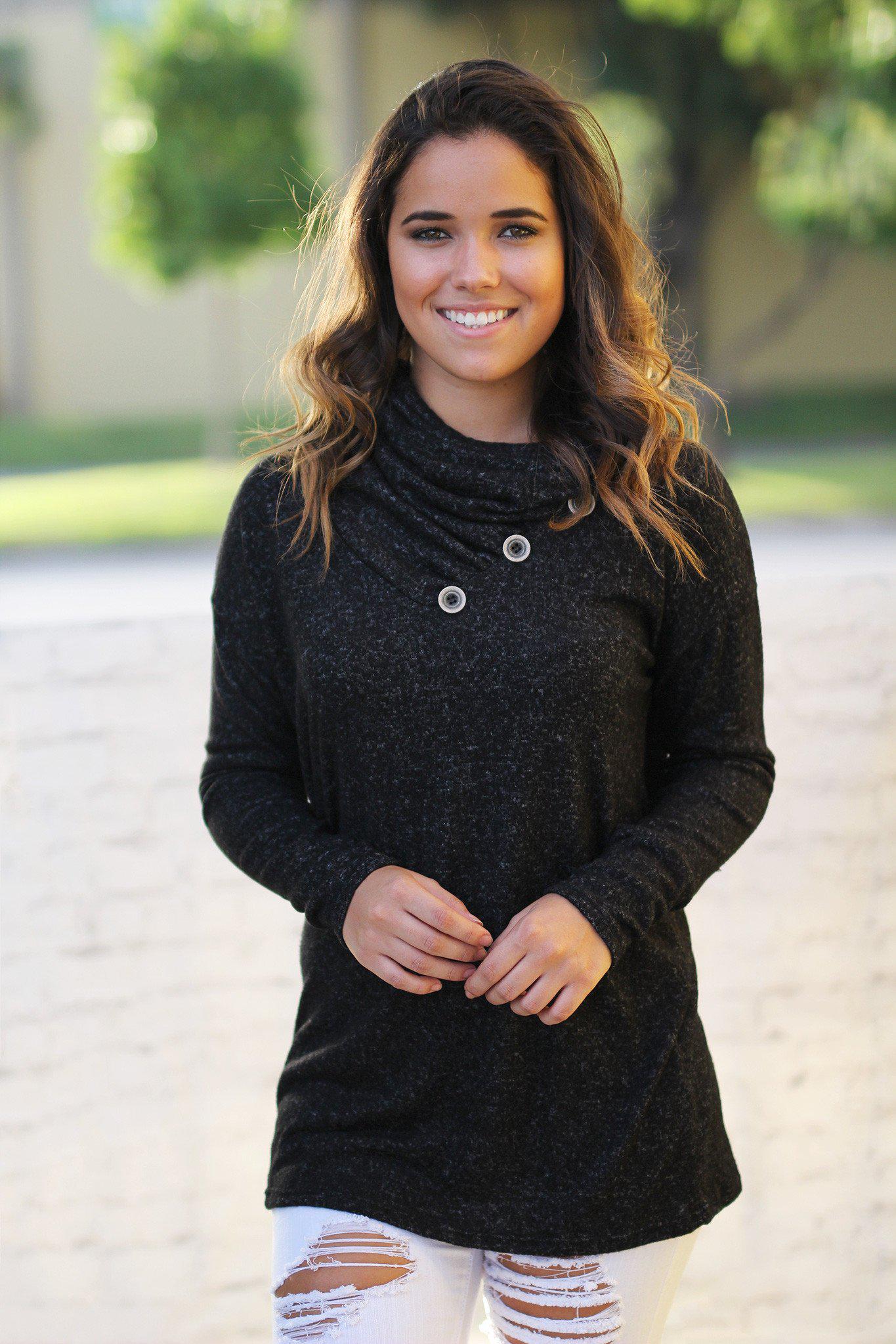 Black Cowl Neck Top | Black Top | Black Sweater | Black Loose Top ...
