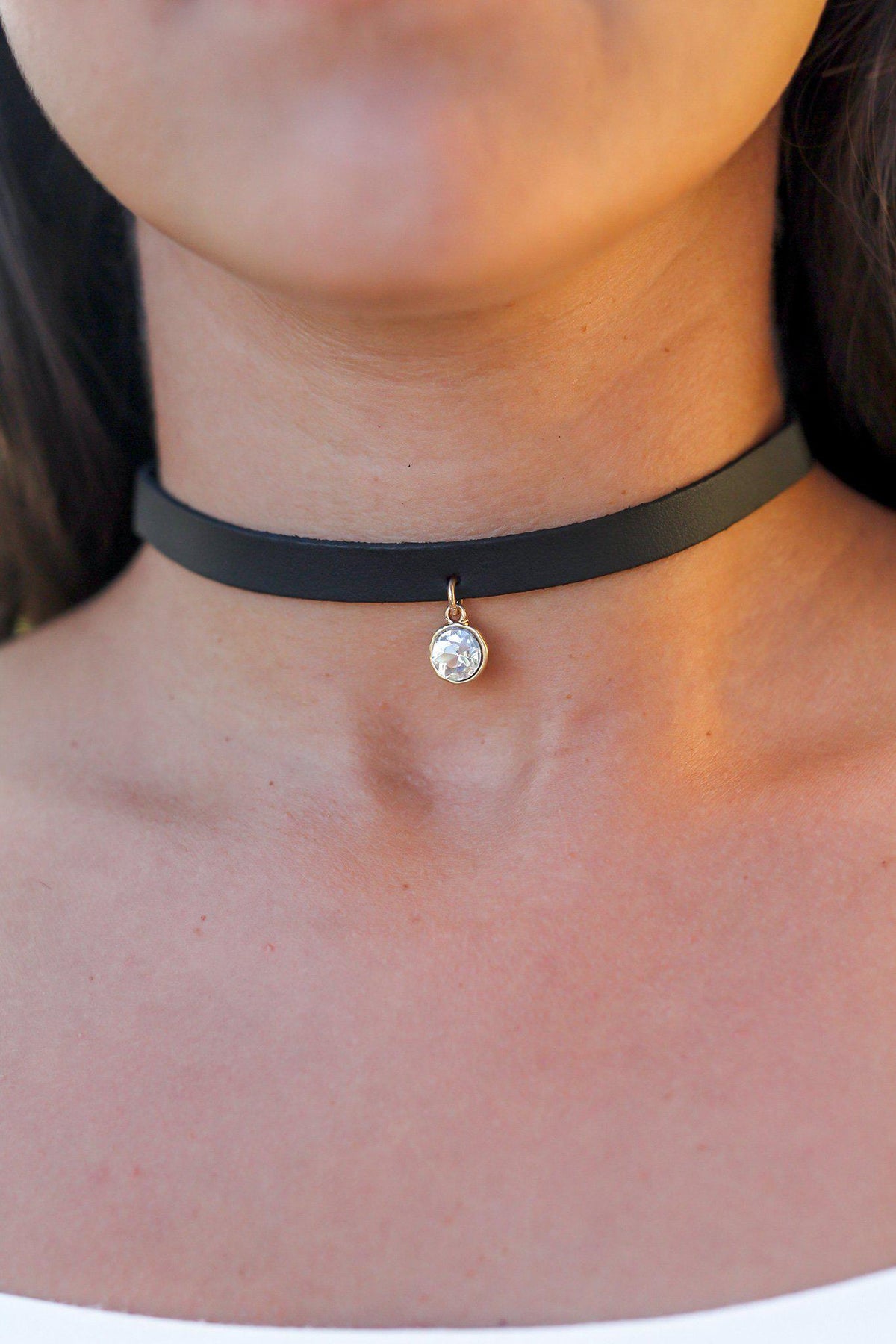 Black Leather Charm Choker – Saved by the Dress