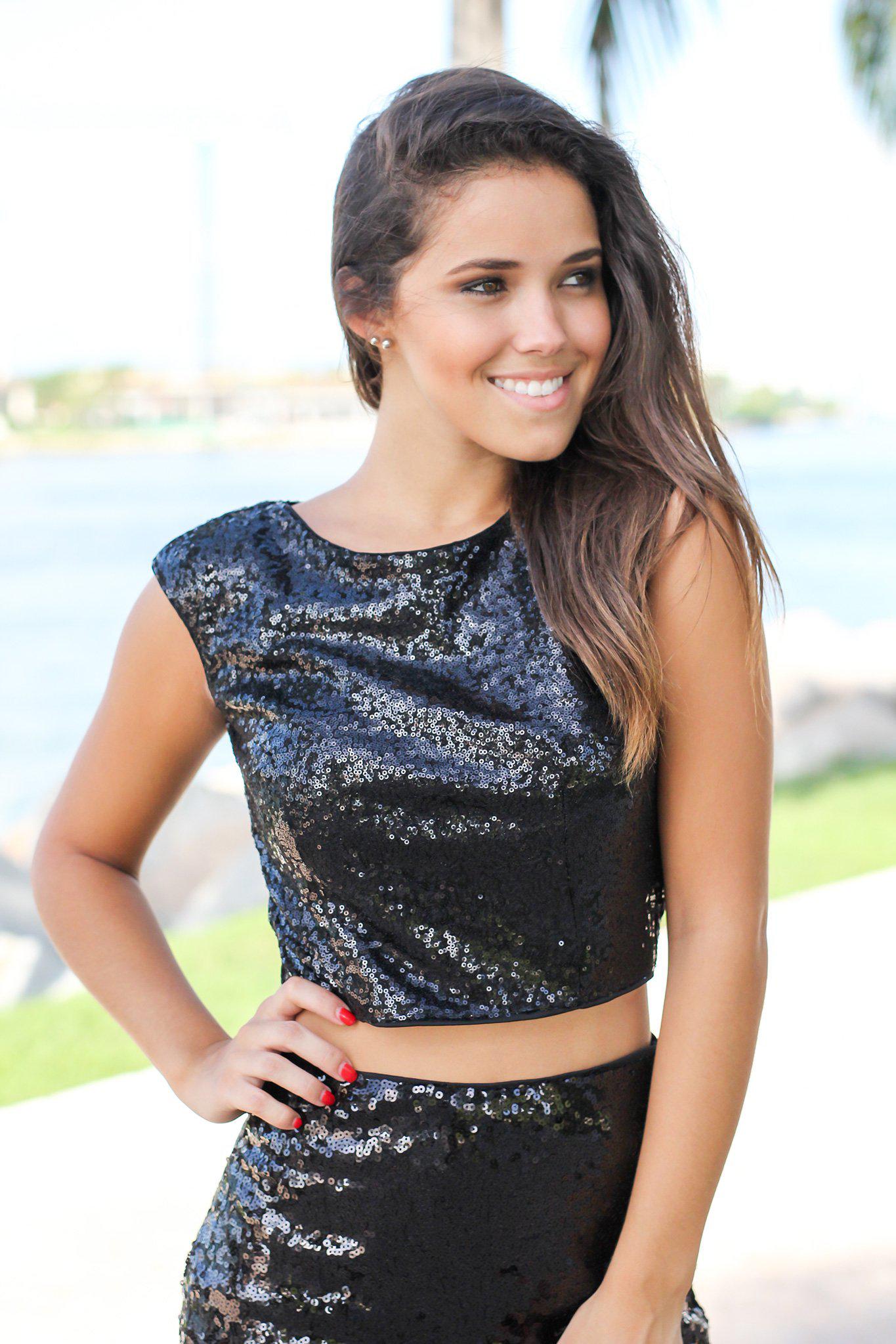 Black Sequin Top | Cute Tops – Saved by the Dress