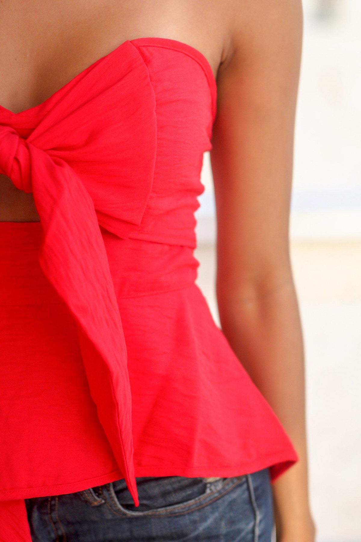 Red Layered Tube Top with Tie Front | Cute Tops – Saved by the Dress