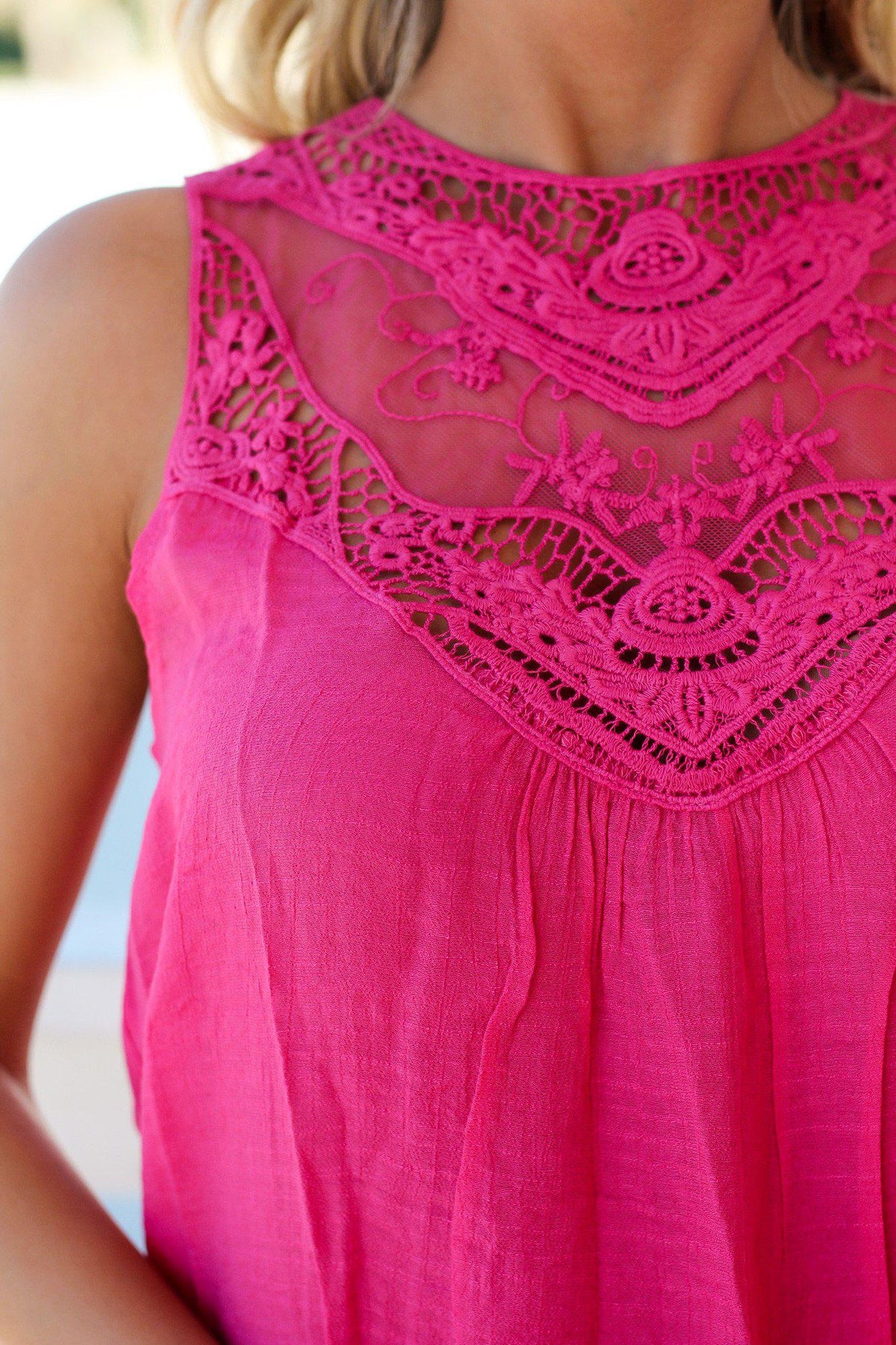 Fuchsia Lace Top | Cute Tops – Saved by the Dress