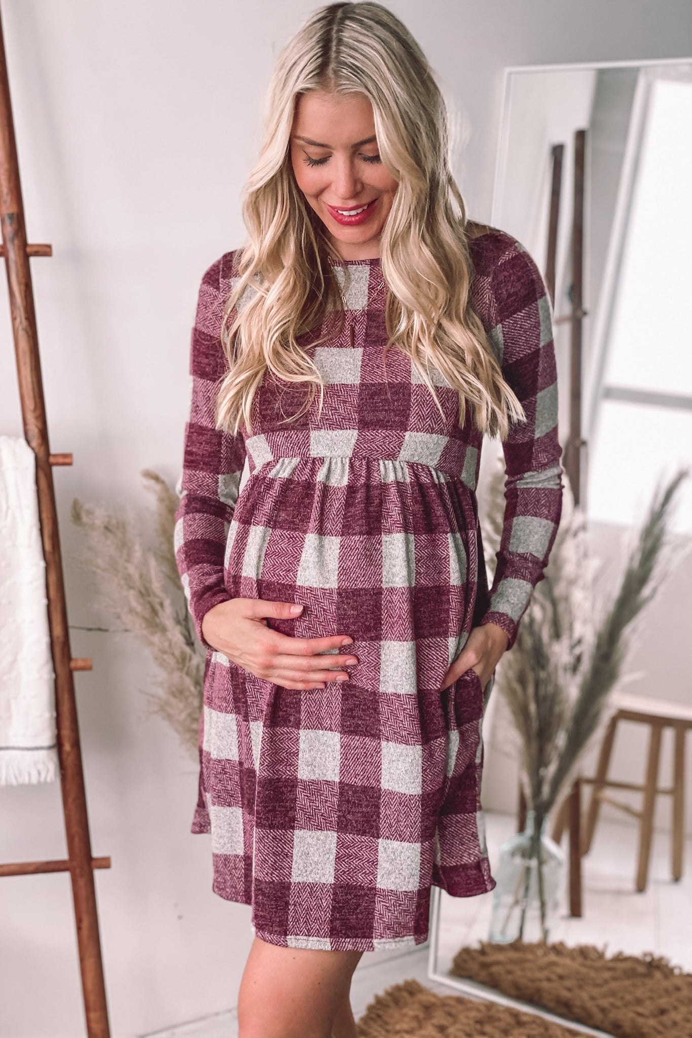 Burgundy Plaid Maternity Short Dress | Saved By The Dress – Saved by ...