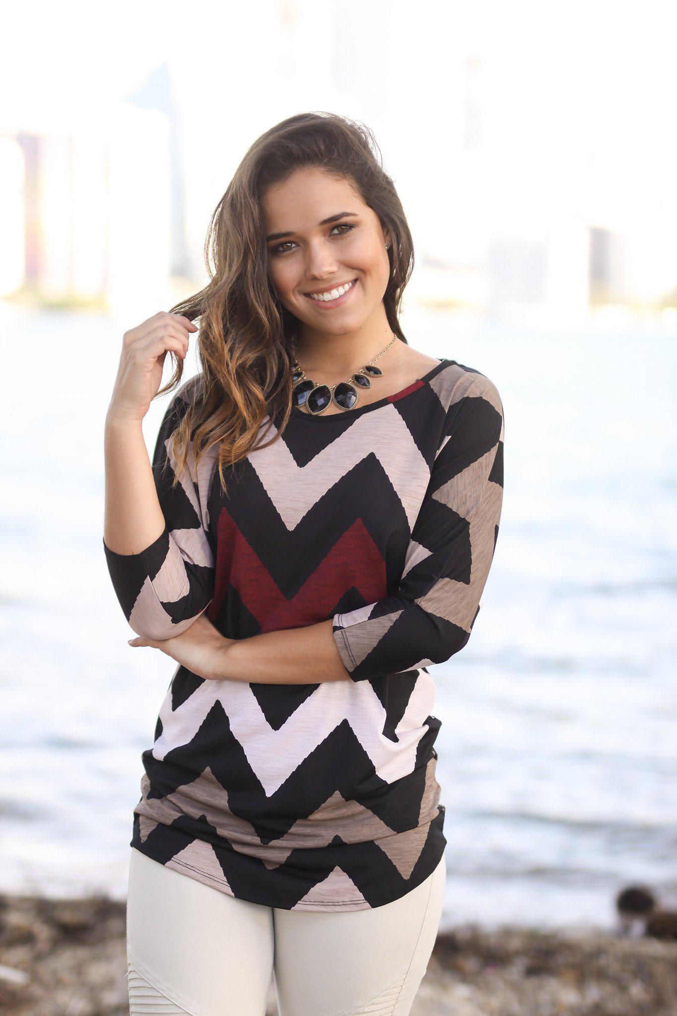 Burgundy Chevron Top | Chevron Top | Cute Tops – Saved by the Dress