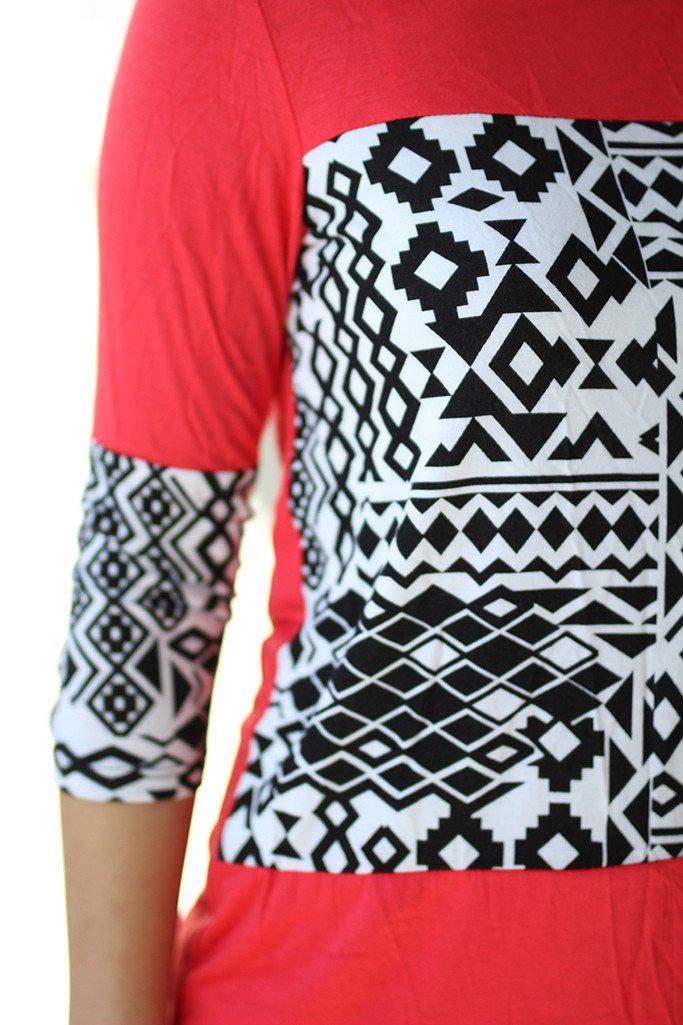 Coral Aztec Top | Coral Top With Aztec Print | Cute Top – Saved by the ...