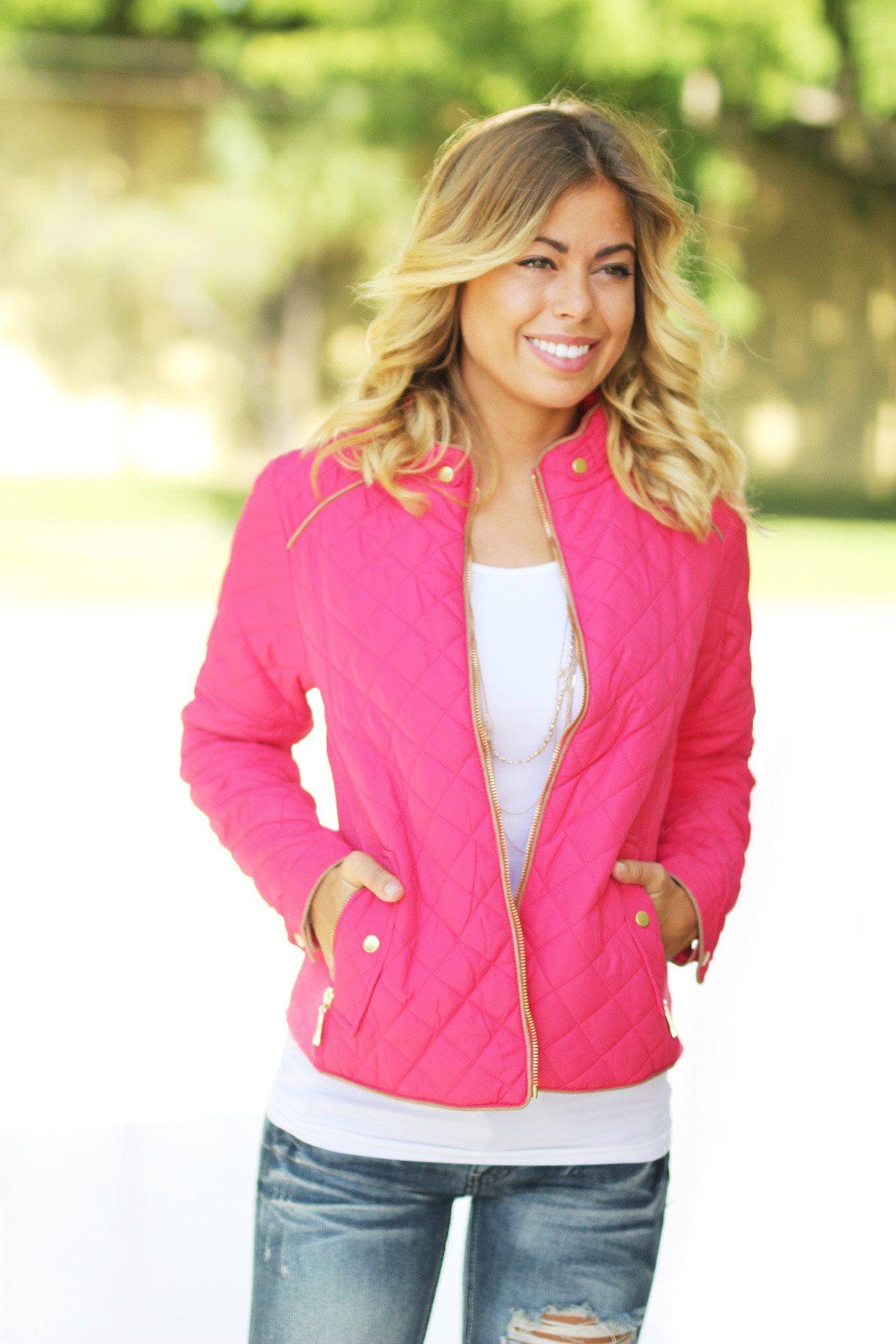 Coral Quilted Jacket | Coral Top – Saved by the Dress