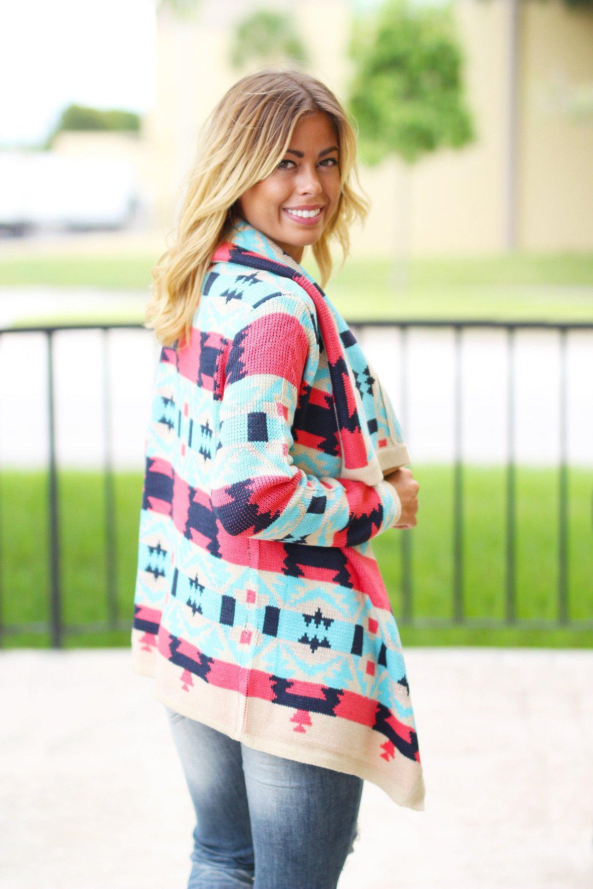 Coral and Aqua Cardigan | Cardigans – Saved by the Dress