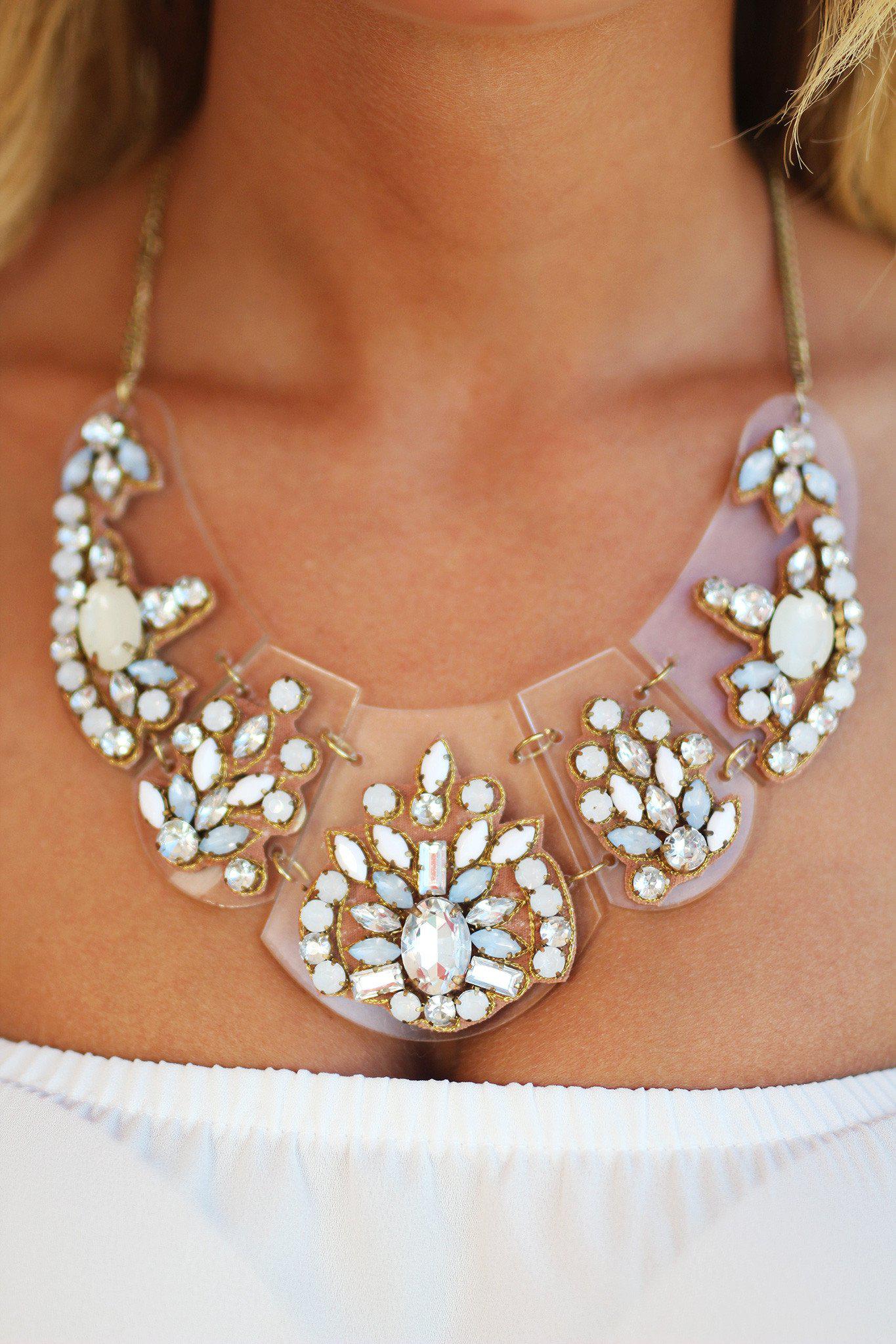 Acrylic Beaded Crystal Necklace | Crystal Jewelry – Saved by the Dress