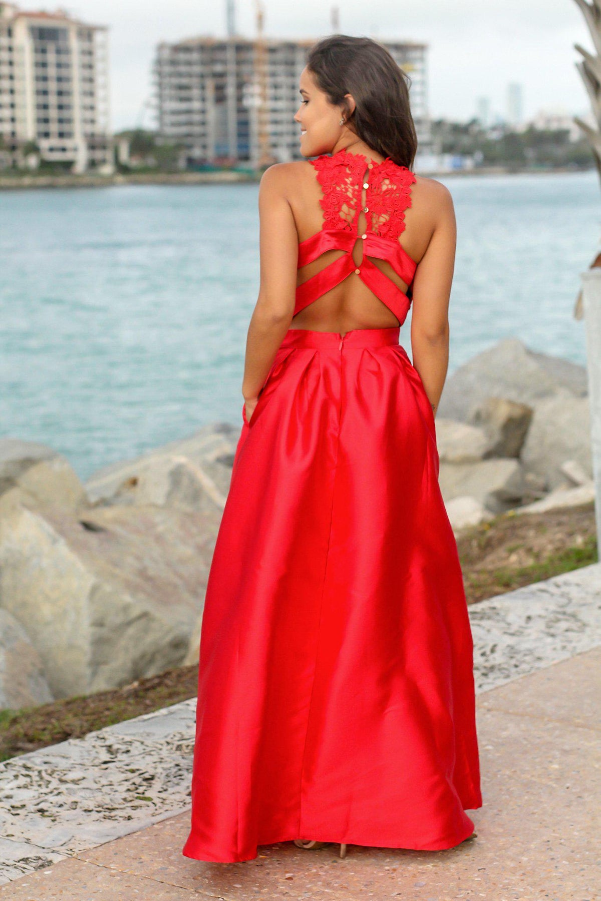 Red Maxi Dress with Crochet Top | Maxi Dresses – Saved by the Dress