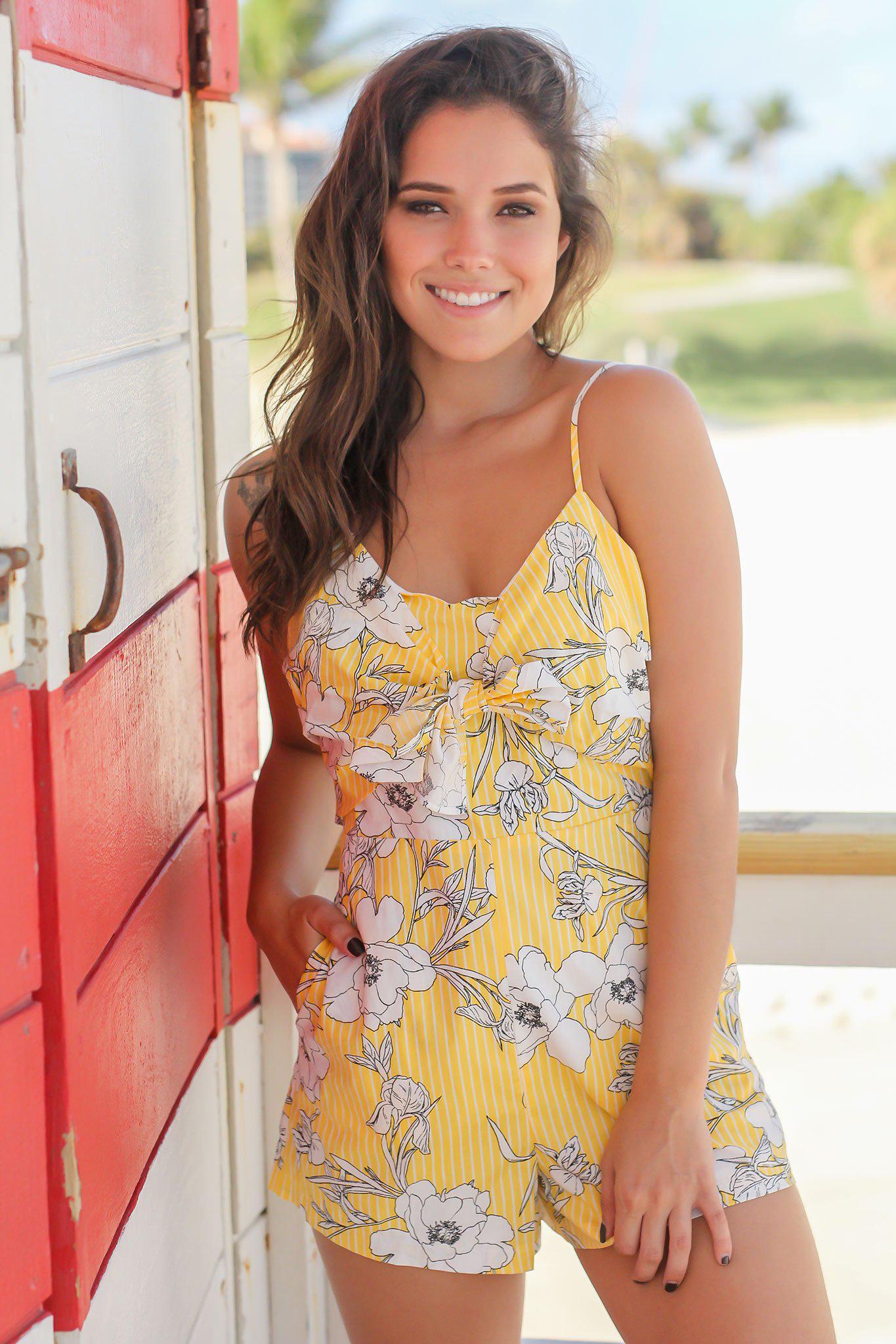 Yellow Floral Romper | Rompers – Saved by the Dress