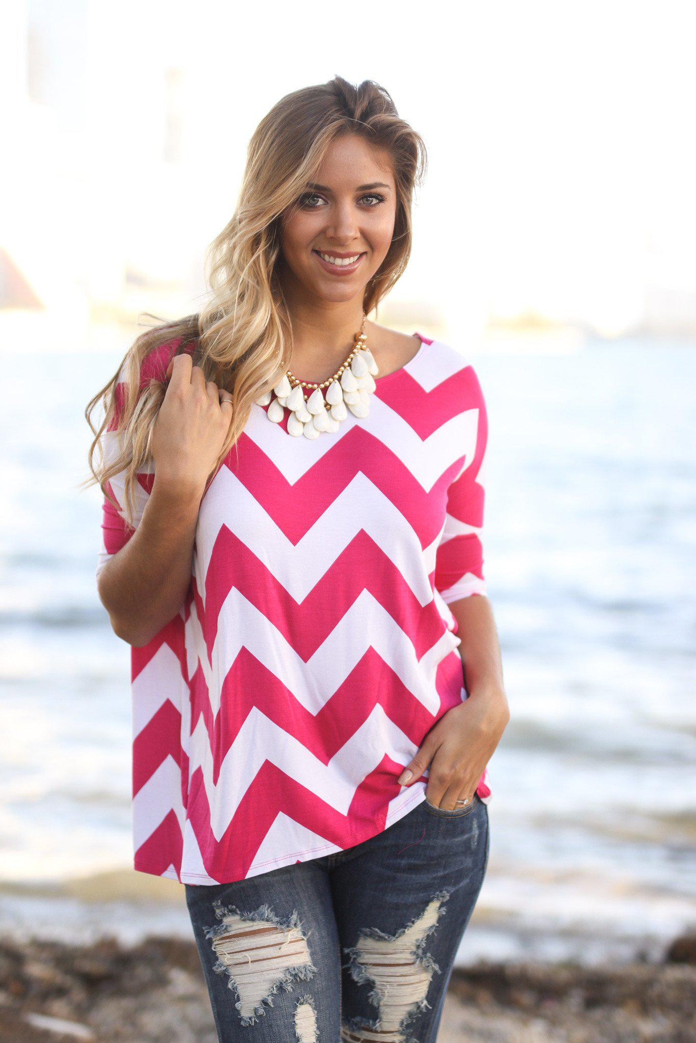 Fuchsia Chevron Top | Fuchsia Top | Online Boutique – Saved by the Dress