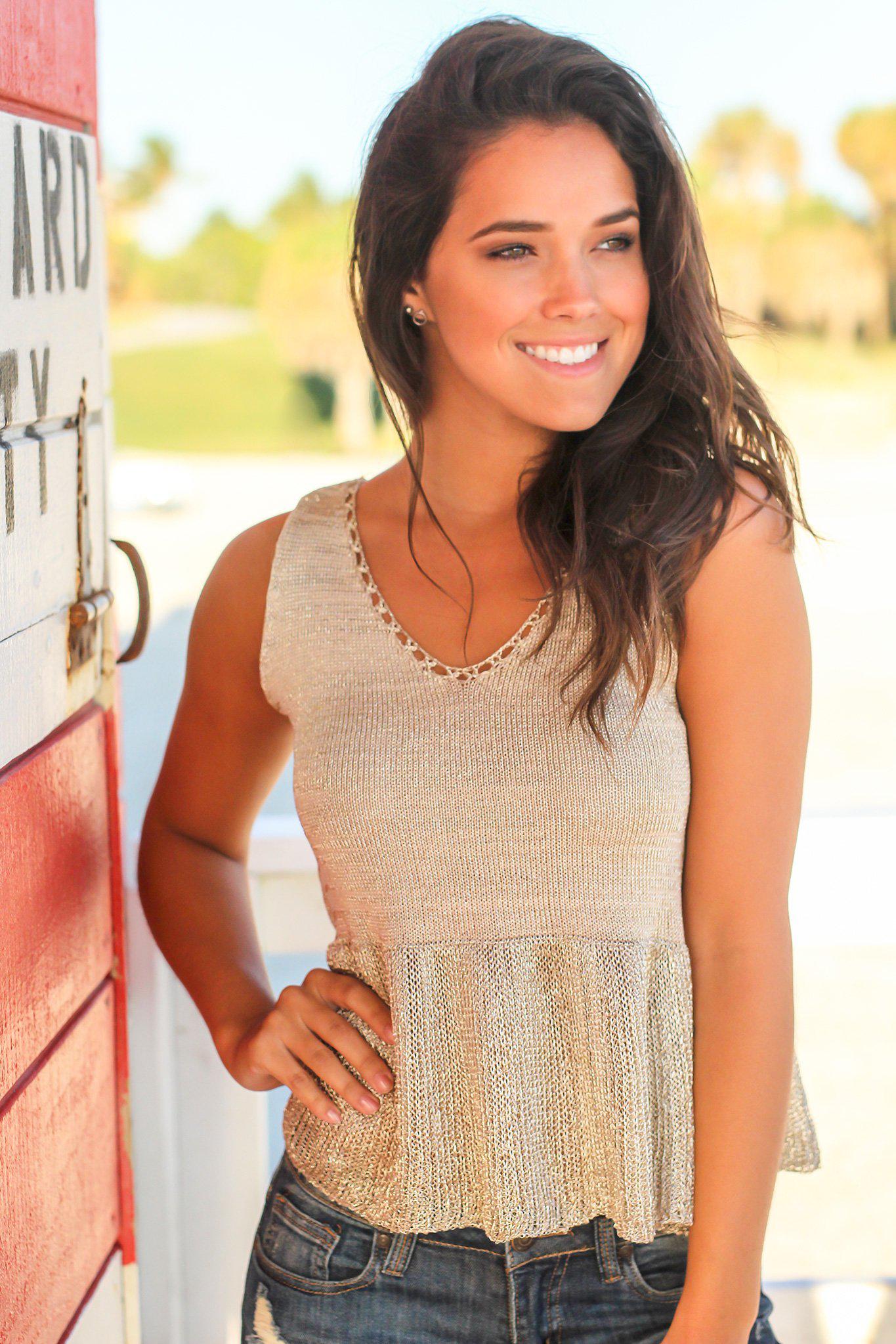 Light Gold Top with Ruffle Hem | Cute Tops – Saved by the Dress