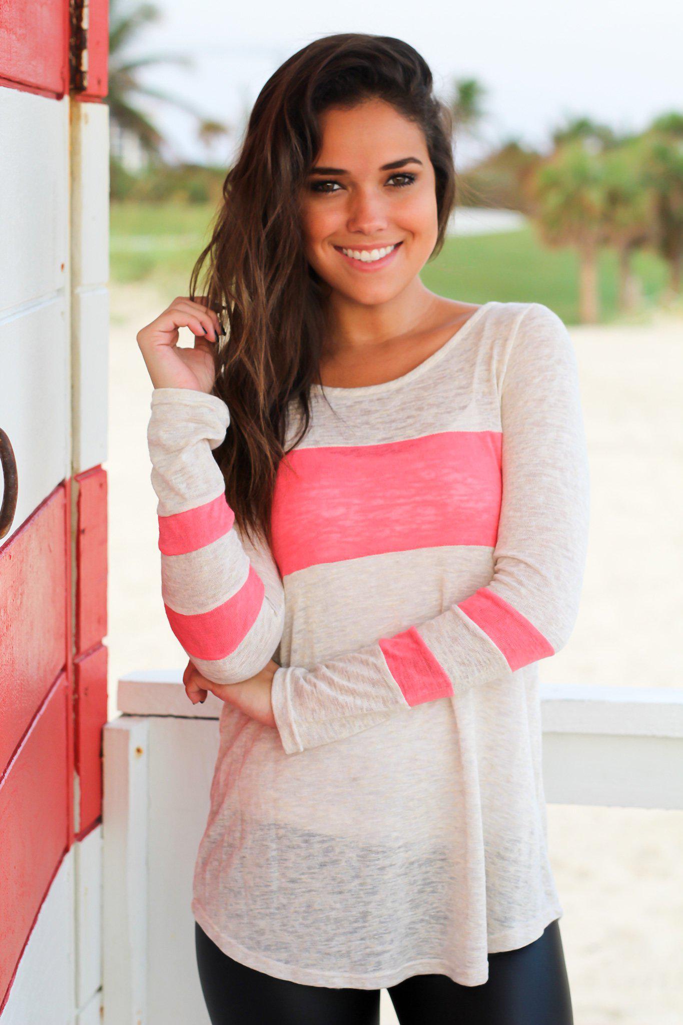 Ivory and Coral Top | Cute Tops – Saved by the Dress