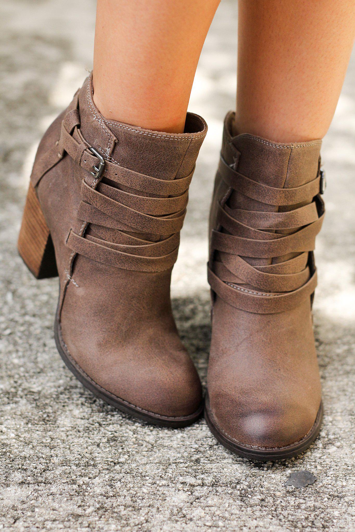 Manto Taupe Booties | Online Boutiques – Saved by the Dress