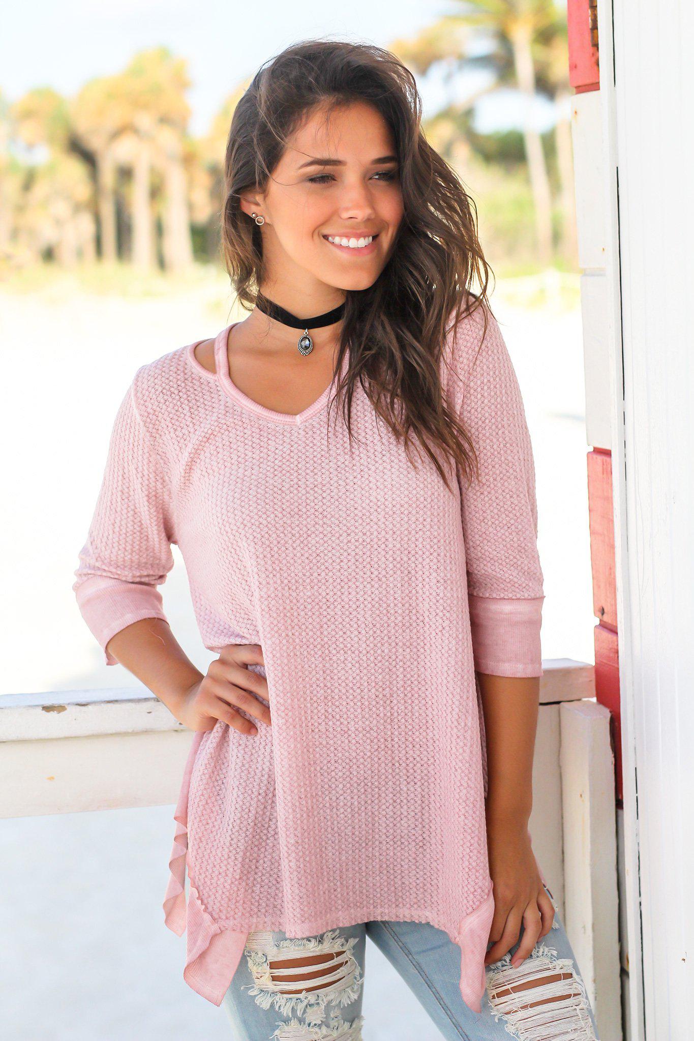 Mauve Knit Tunic with Cut Outs | Cute Tops – Saved by the Dress