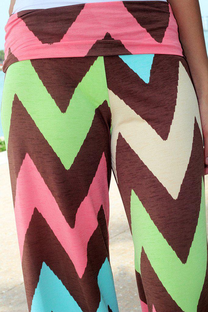 Multi Color Printed Chevron Pants | Casual Pants – Saved by the Dress