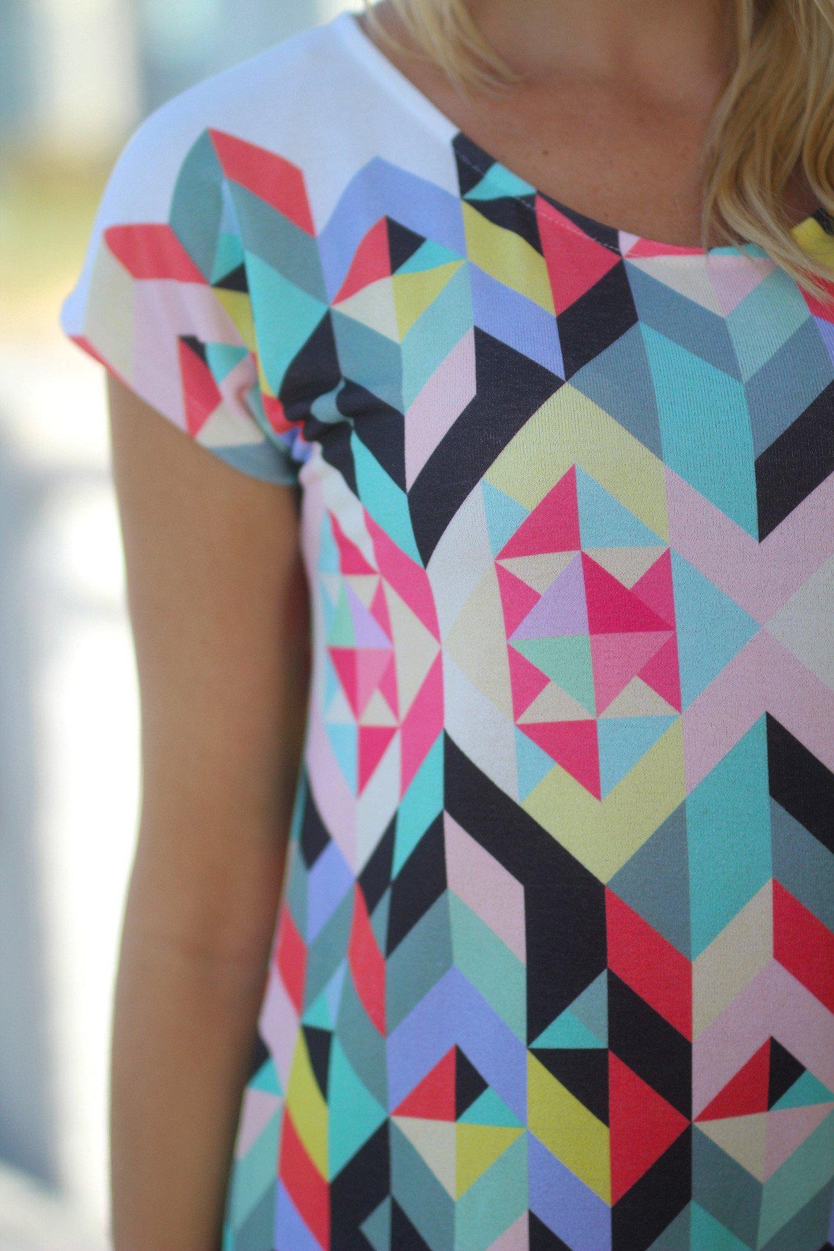 Multi Color Geometric Printed Dress | Printed Short Dress – Saved by ...