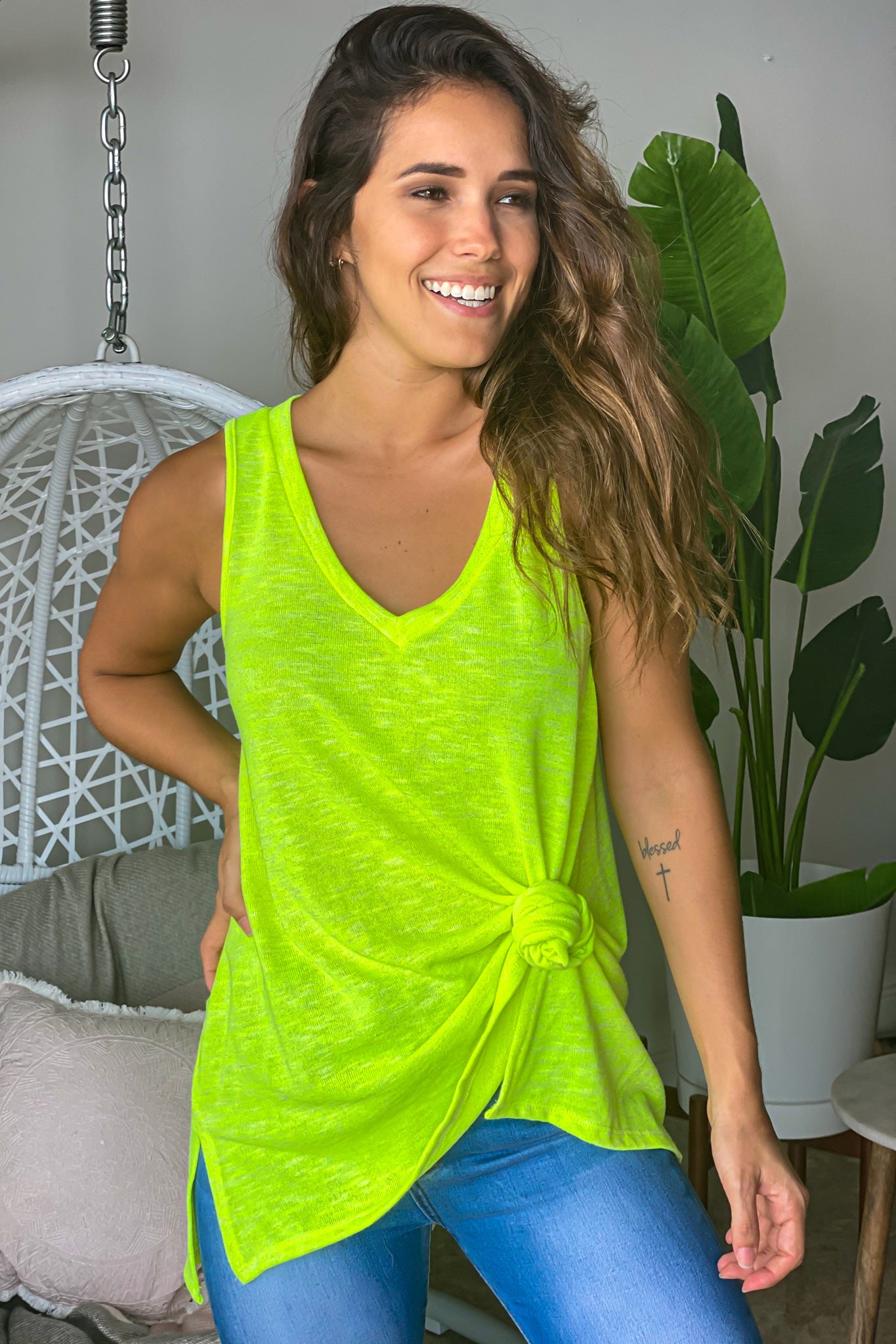 Neon Lime Sleeveless Top | Black & Ivory Top – Saved by the Dress