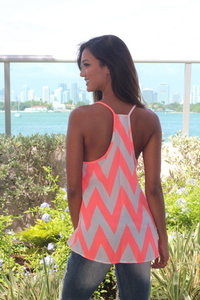 Neon Peach Chevron Racerback Top | Neon Peach Top – Saved by the Dress