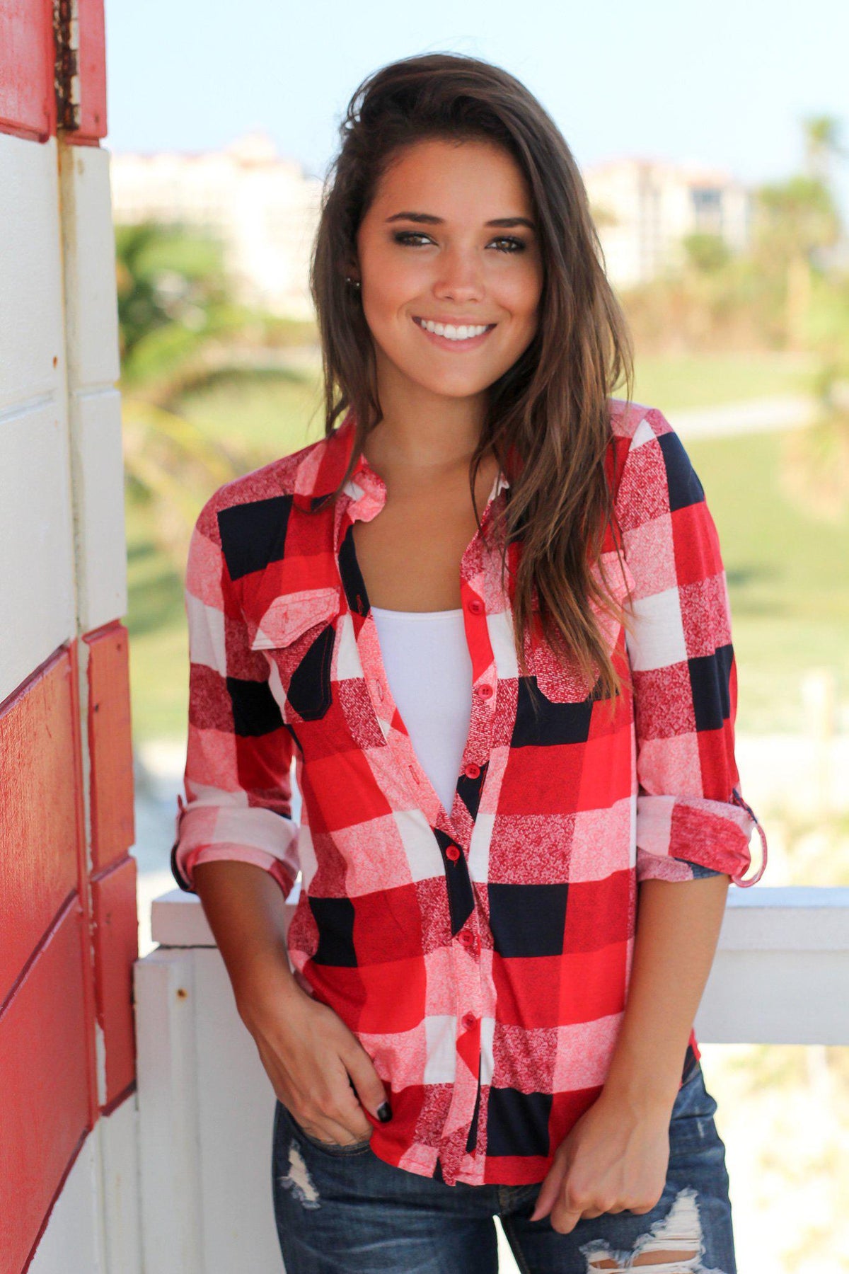 Red and Black Plaid Top | Cute Tops – Saved by the Dress
