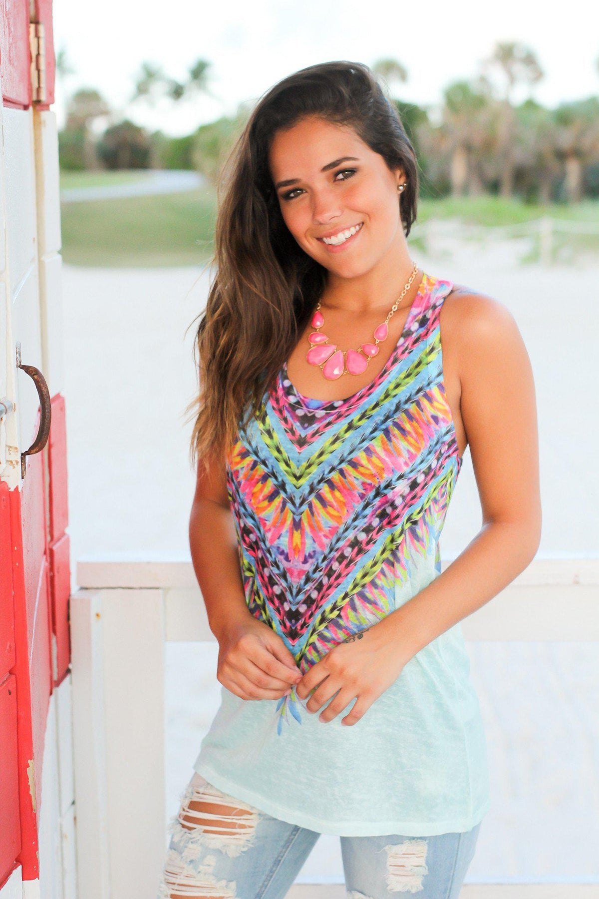 Mint Multi Color Tank Top | Cute Tops – Saved by the Dress