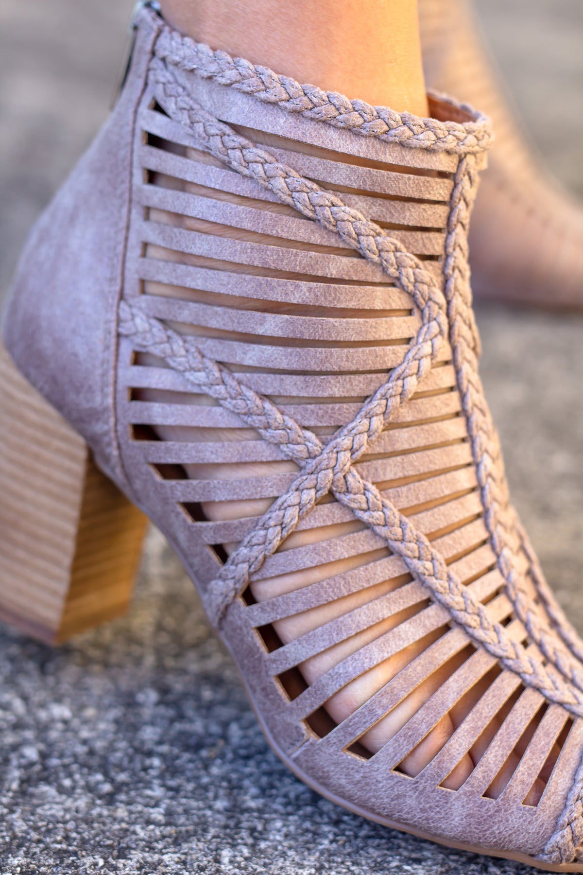 Gray Open Toe Booties | Braided Booties | Saved By The Dress – Saved by ...
