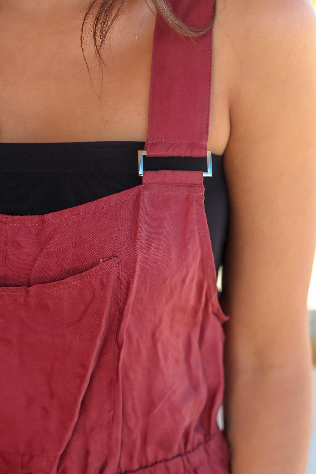 Maroon Overall Romper | Rompers – Saved by the Dress