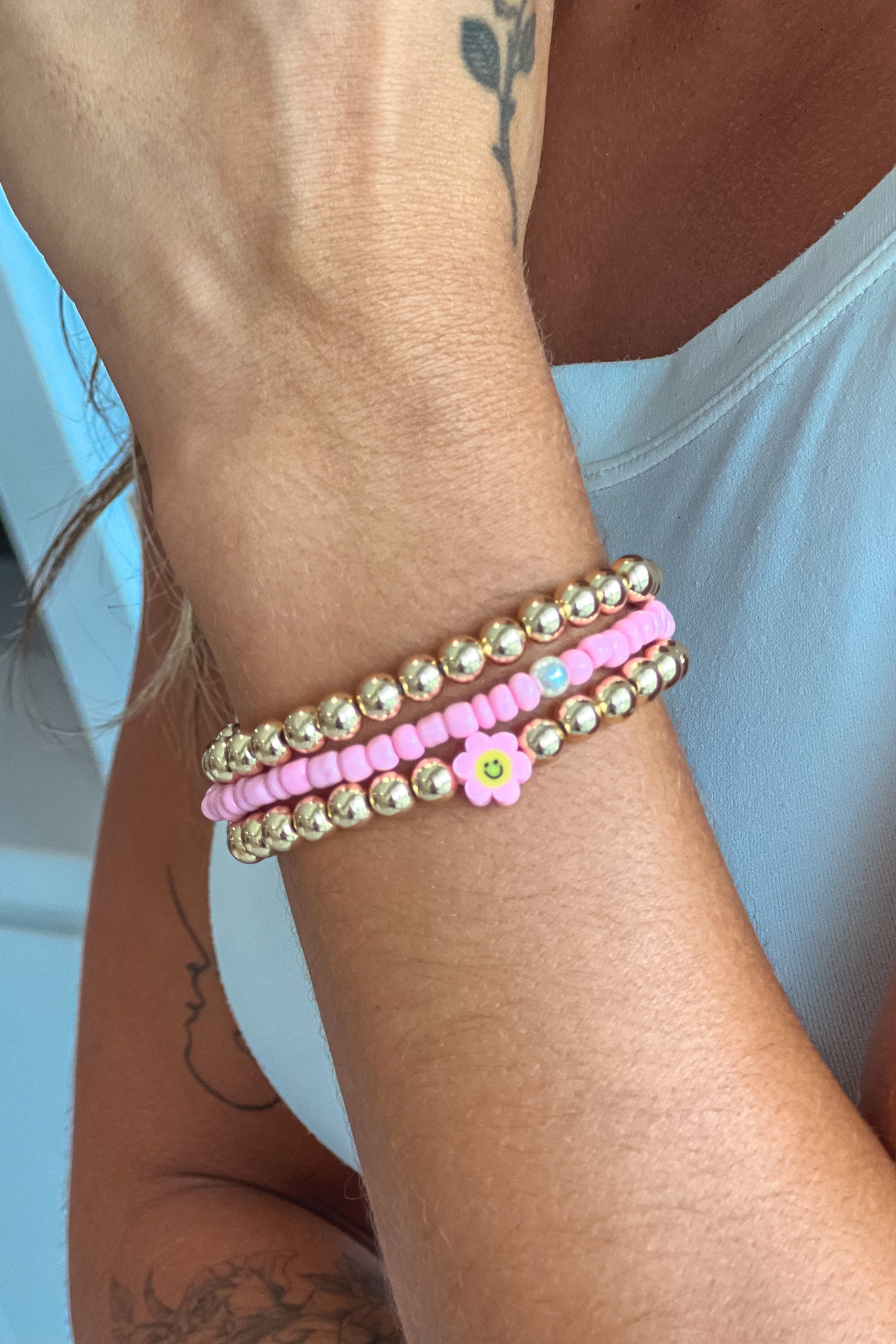 Pink and Gold Bracelet Set | Bracelets – Saved by the Dress