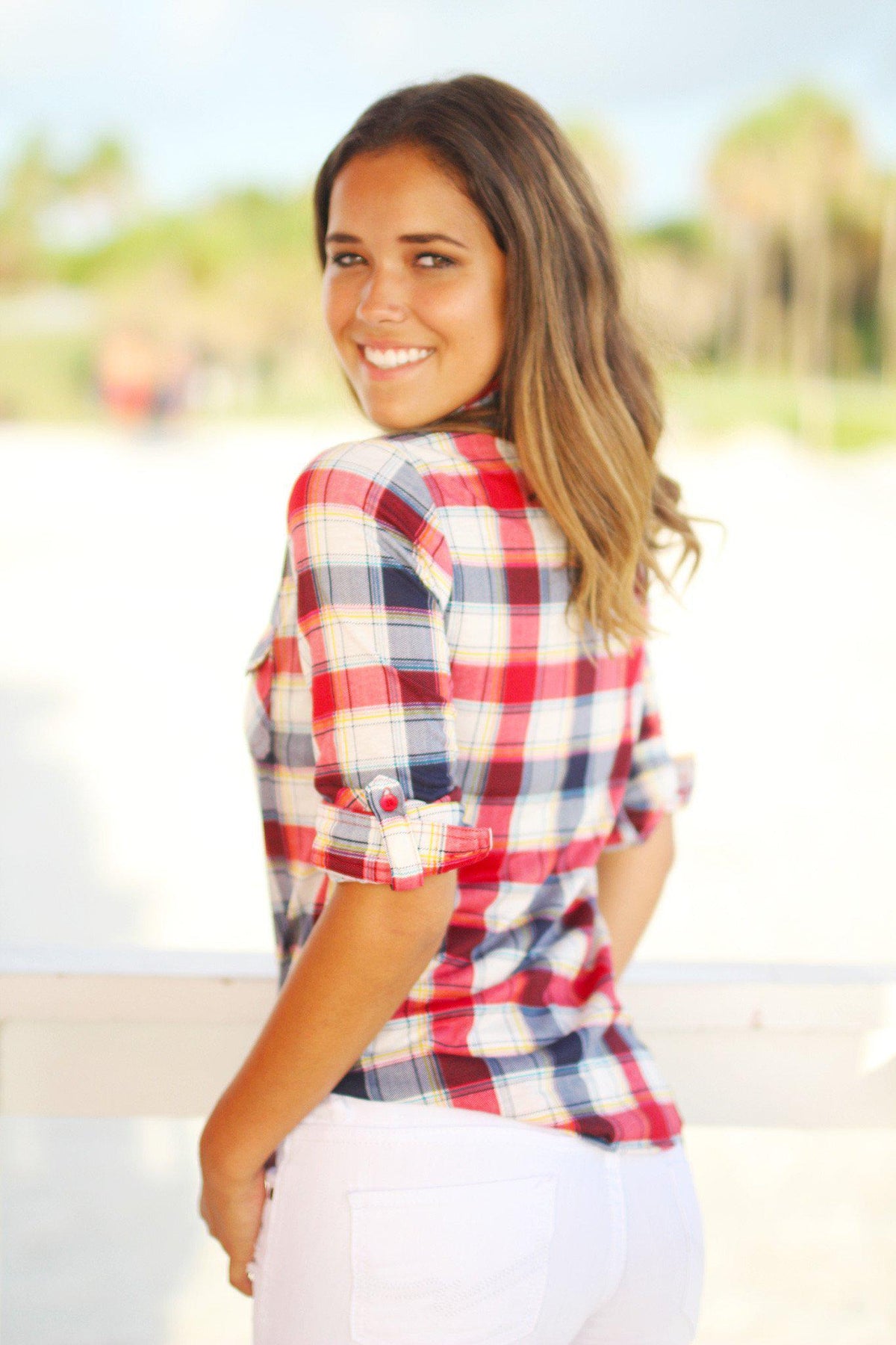 Blue and Red Plaid Top | Cute Tops – Saved by the Dress
