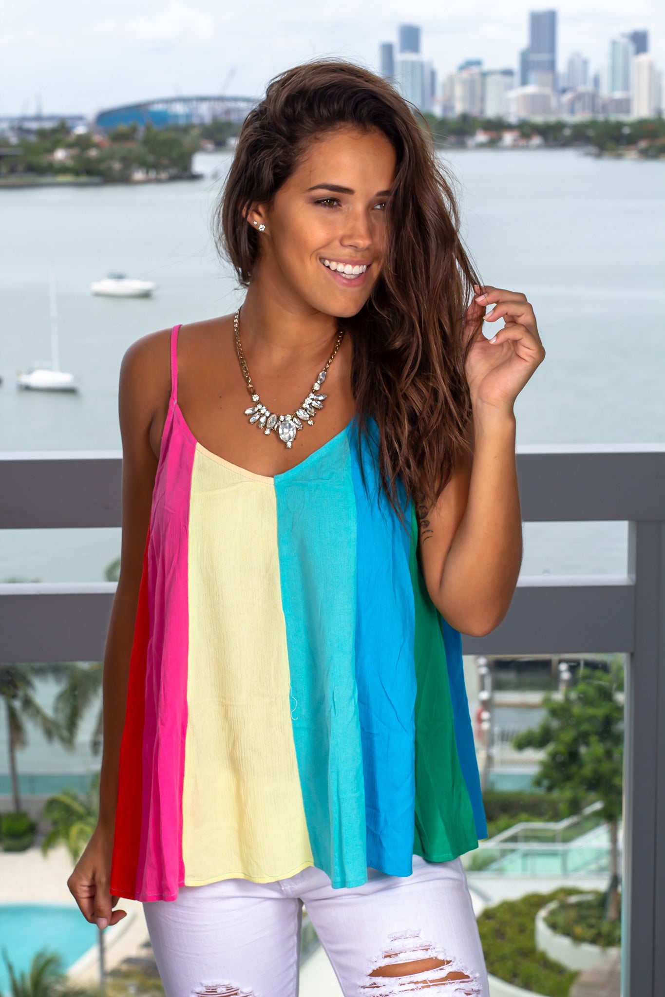 Rainbow Colored Sleeveless Top | Cute Tops – Saved by the Dress