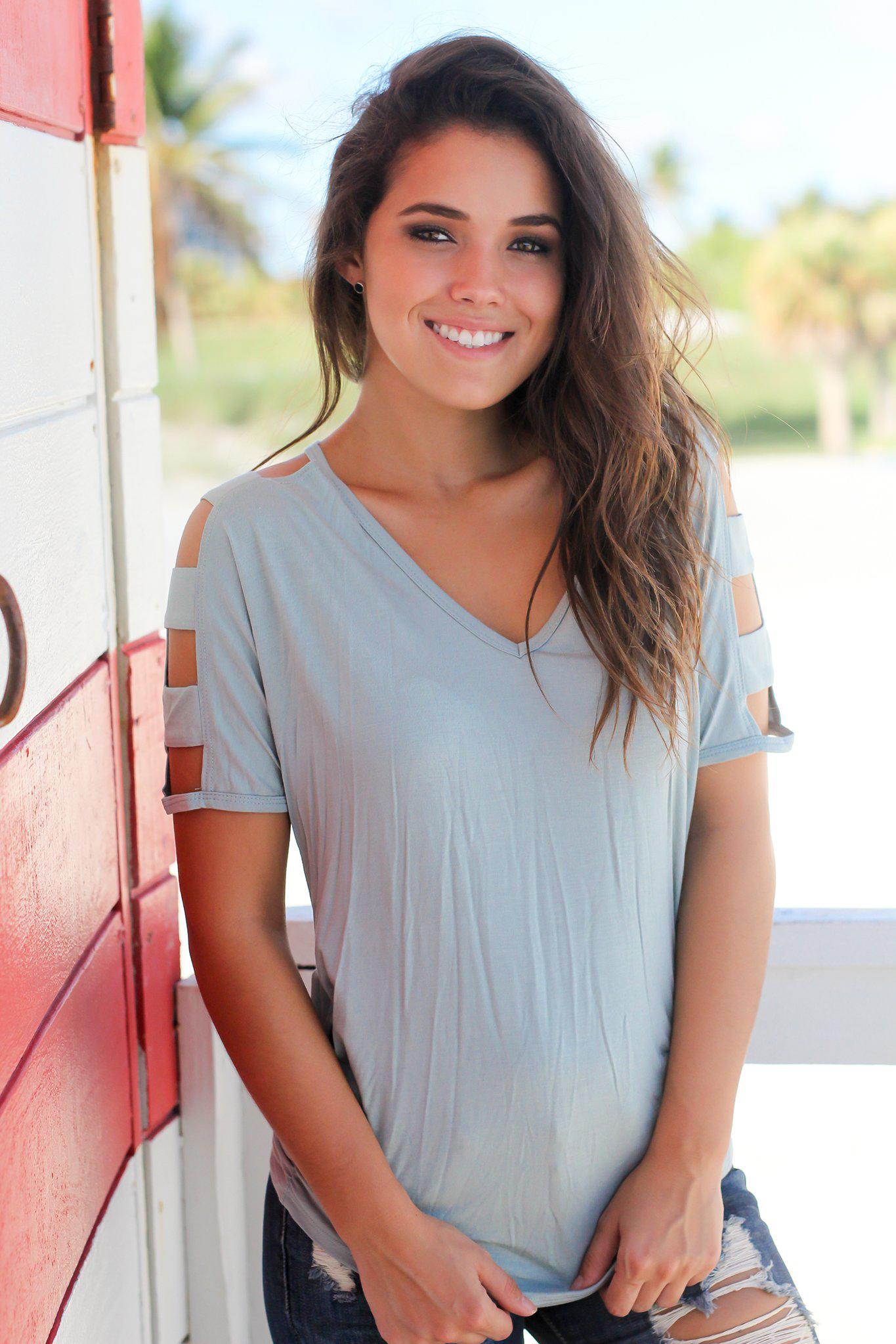 Sage Top with Strap Detail Sleeves | Cute Tops – Saved by the Dress