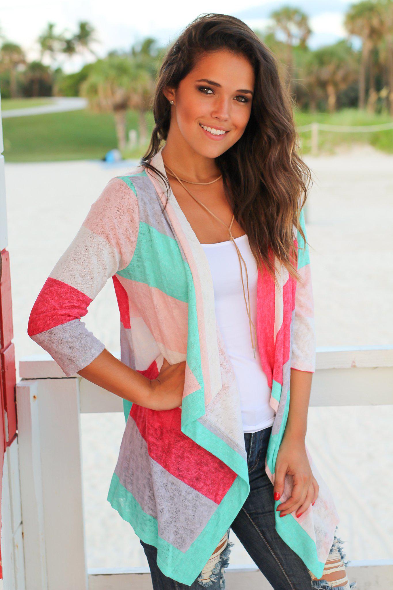 Mint and Coral Cardigan | Cardigans – Saved by the Dress