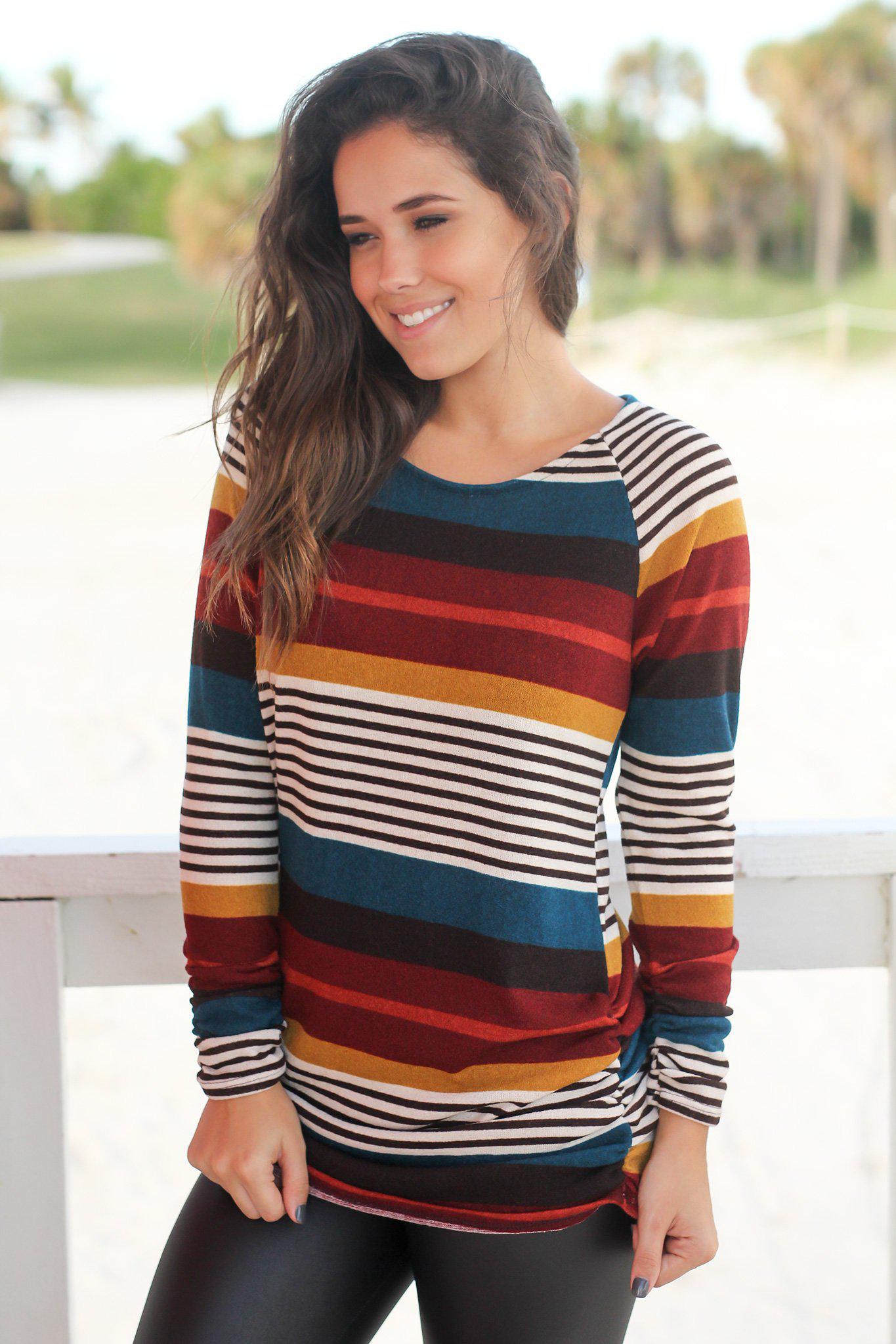 Multi Colored Striped Ruched Top | Cute Tops – Saved by the Dress