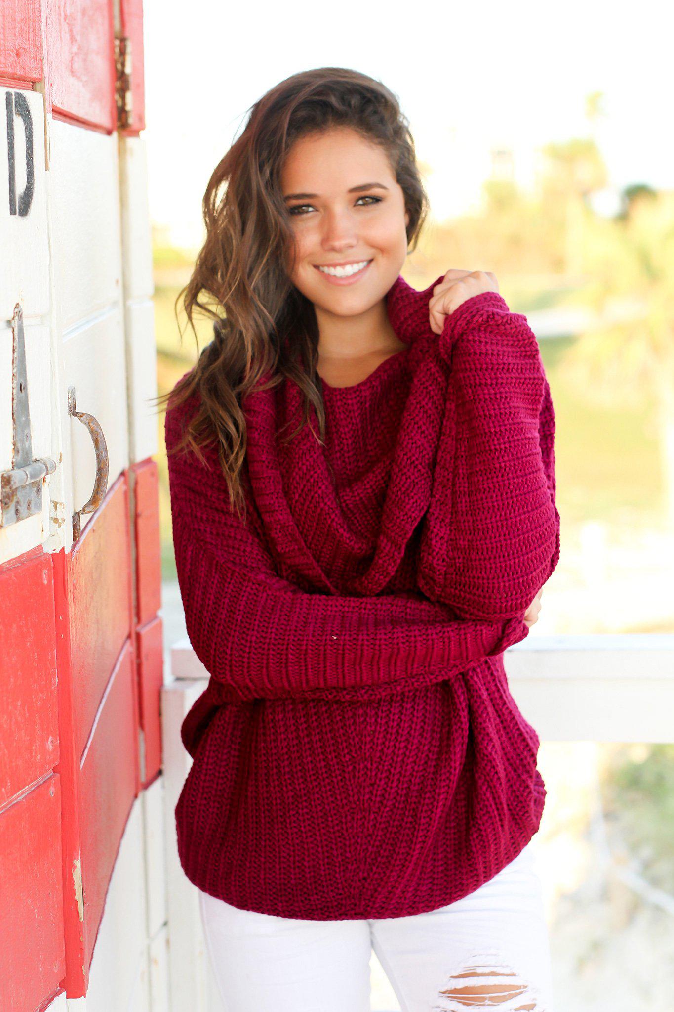 Berry Knit Oversized Sweater | Sweaters – Saved by the Dress