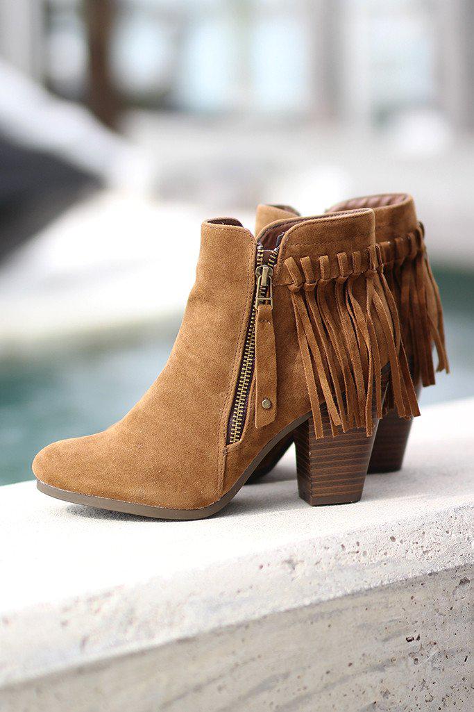 Tan Fringe Booties | Tan Boots | Fashion Boots – Saved by the Dress