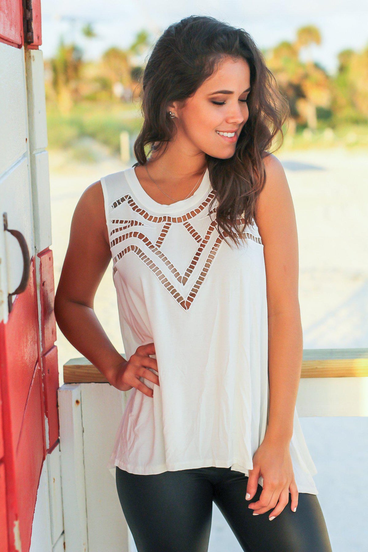 Ivory Top with Open Back and Cut Out Detail | Cute Tops – Saved by the ...