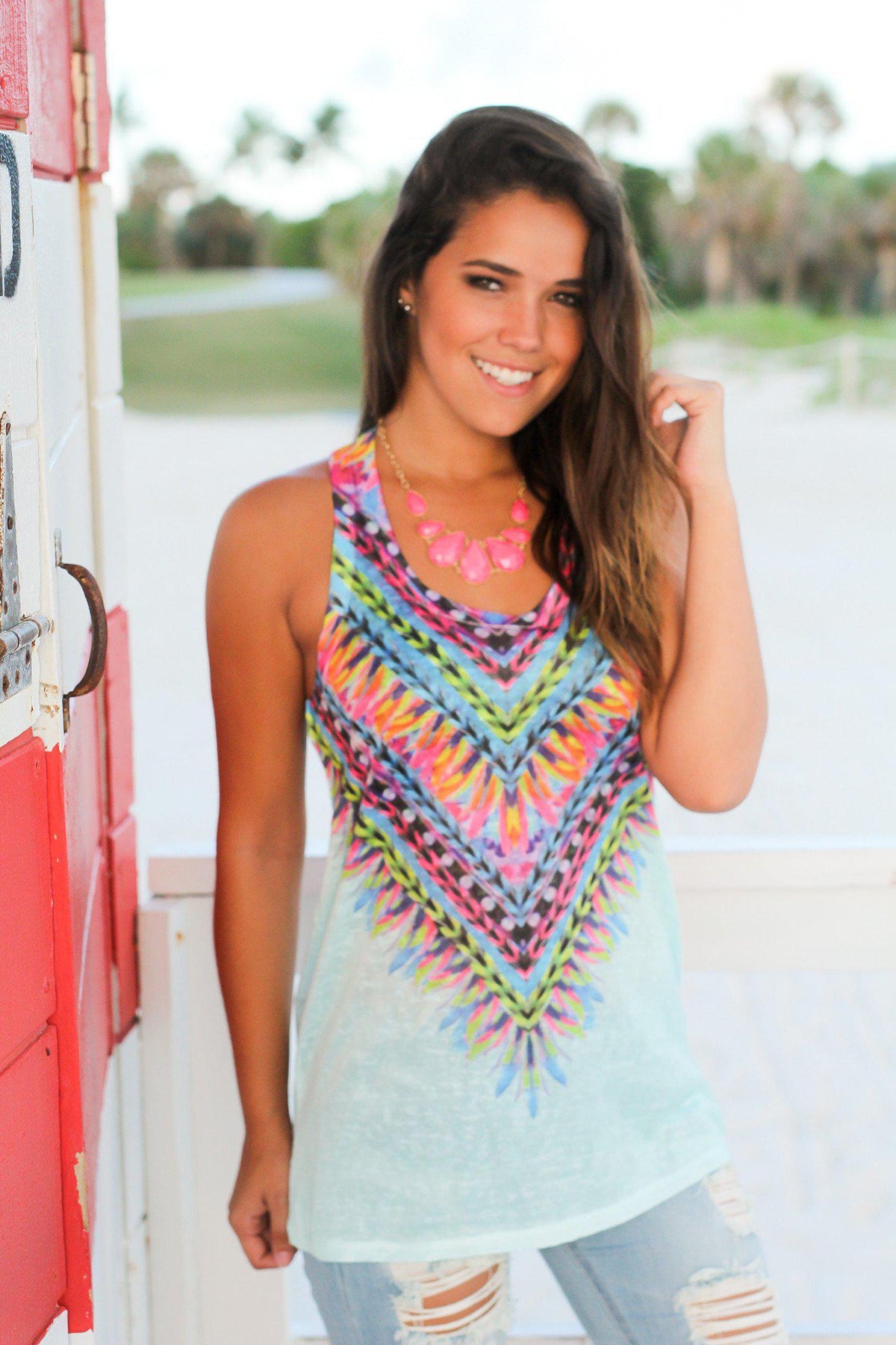 Mint Multi Color Tank Top | Cute Tops – Saved by the Dress