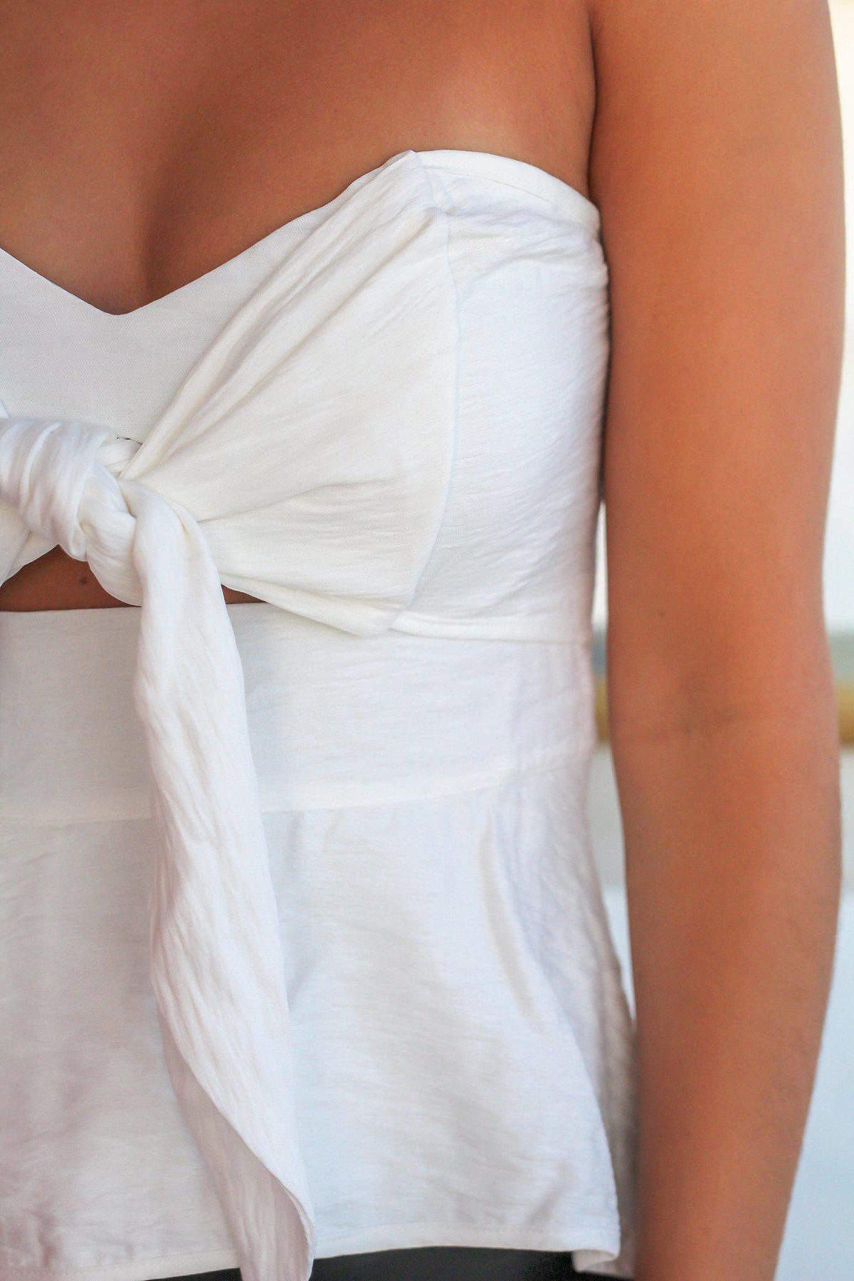 White Layered Tube Top with Tie Front | Cute Tops – Saved by the Dress