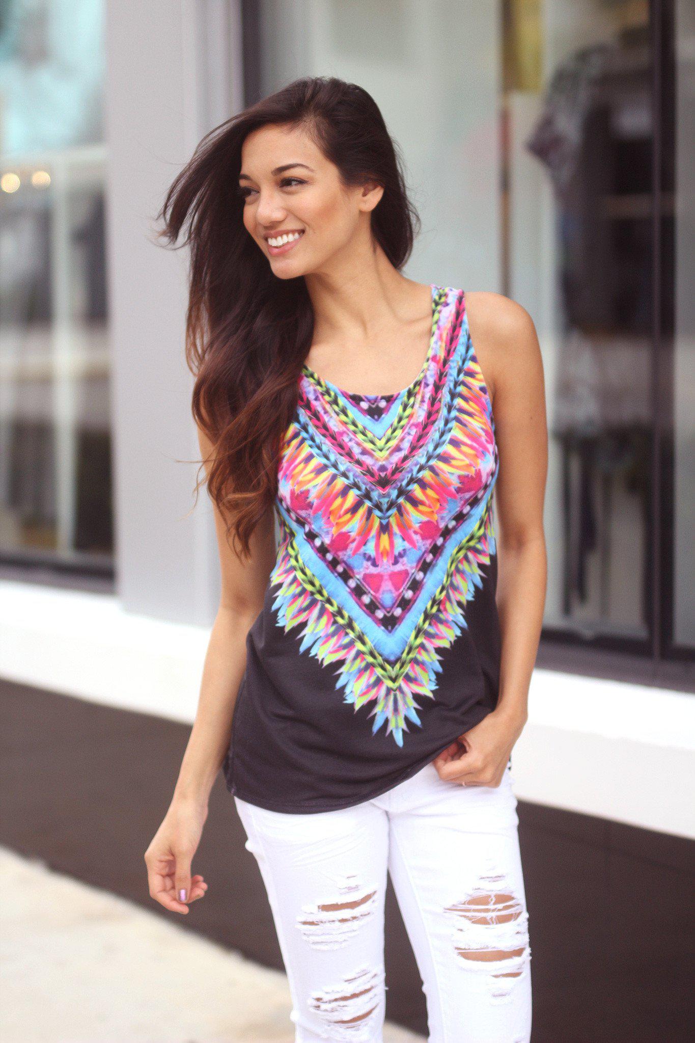 Black Tribal Tank Top | Tribal Print Tank Top – Saved by the Dress