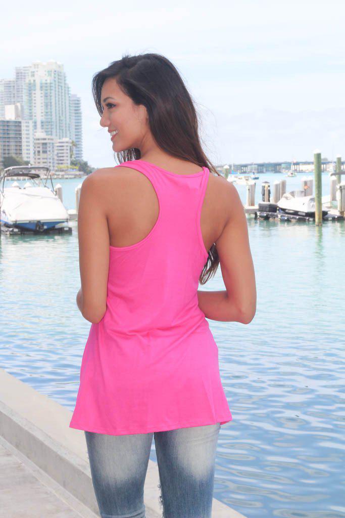 Hot Pink Tunic Top With Chevron Pocket | Racerback Top – Saved by the Dress