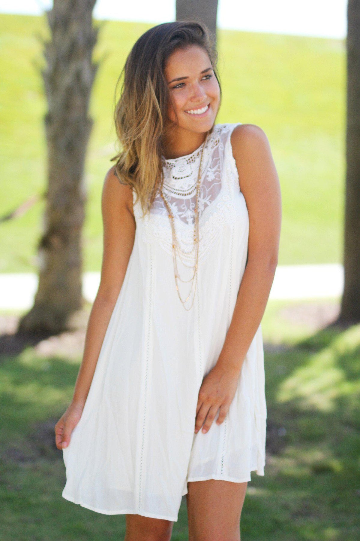 Ivory Lace Short Dress | Short Dresses – Saved by the Dress