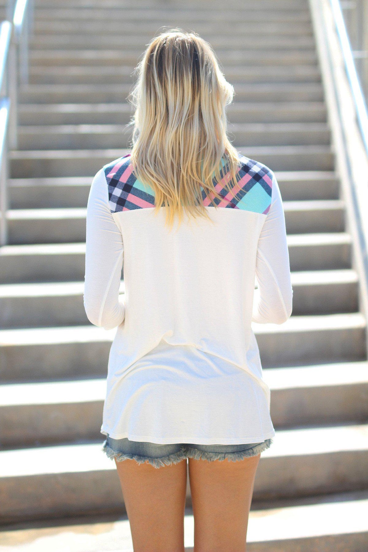 White and Plaid Top with Pocket | Cute White Top – Saved by the Dress