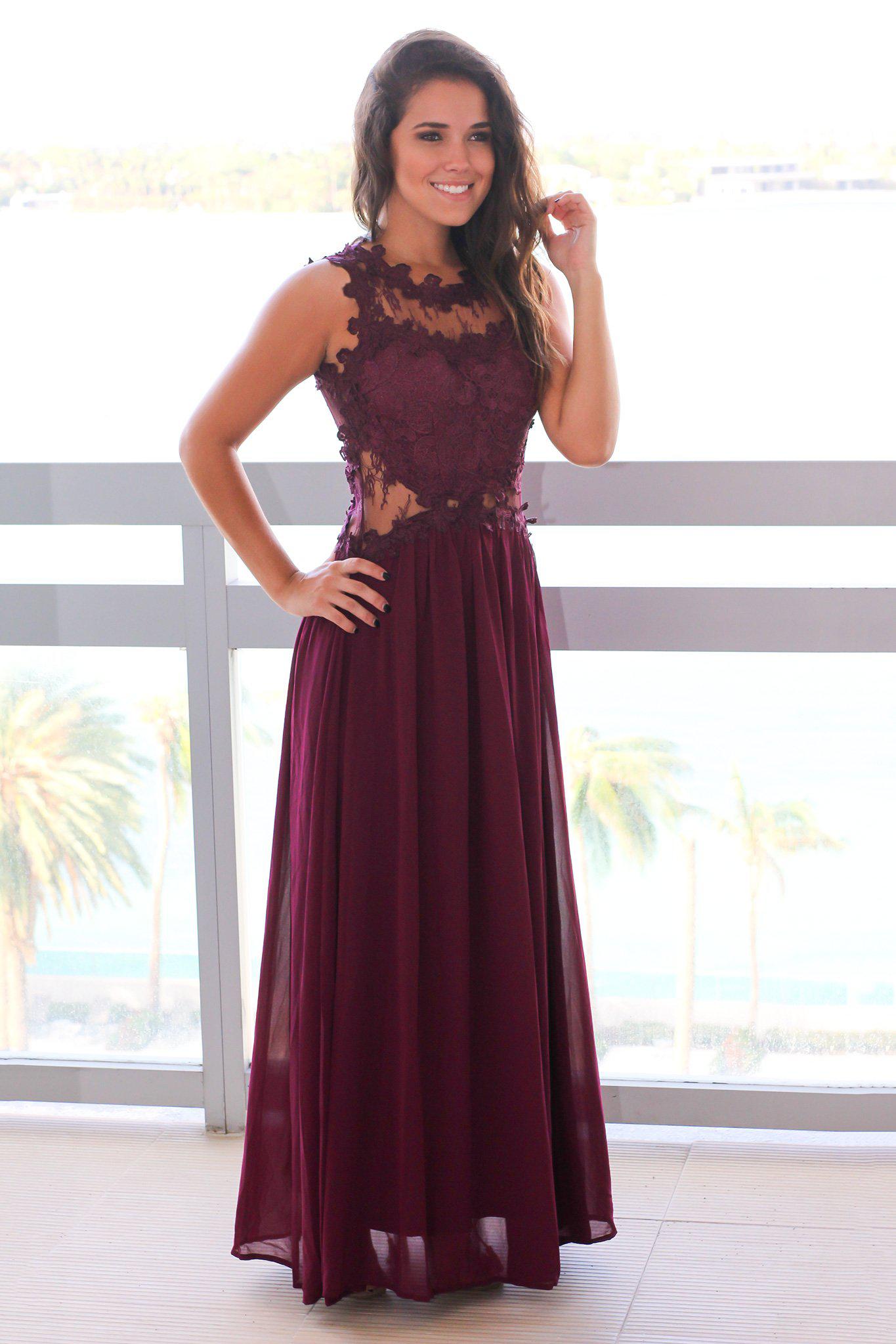Wine Lace Top Maxi Dress | Maxi Dresses – Saved by the Dress