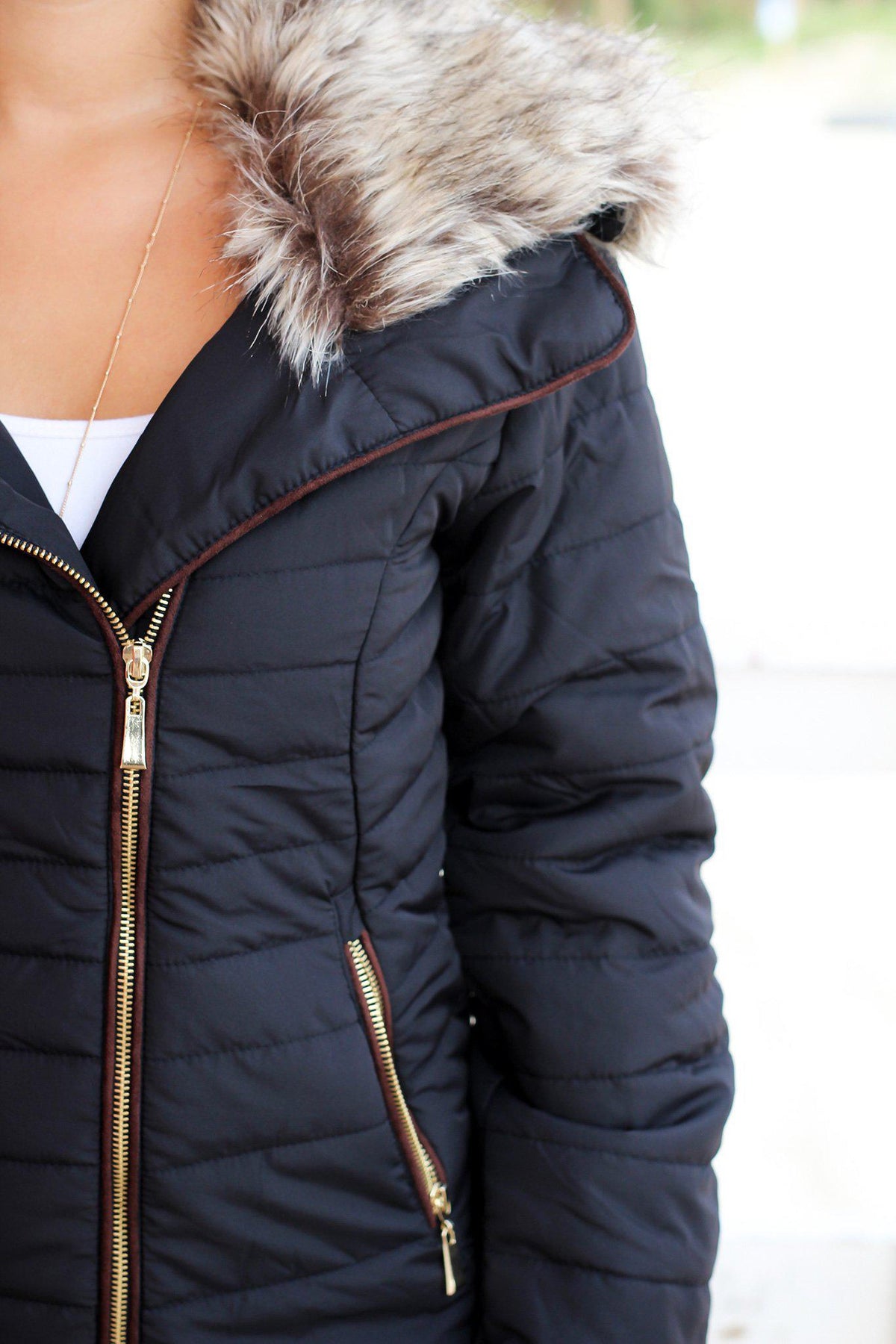 Black Quilted Jacket with Side Zipper | Jackets – Saved by the Dress