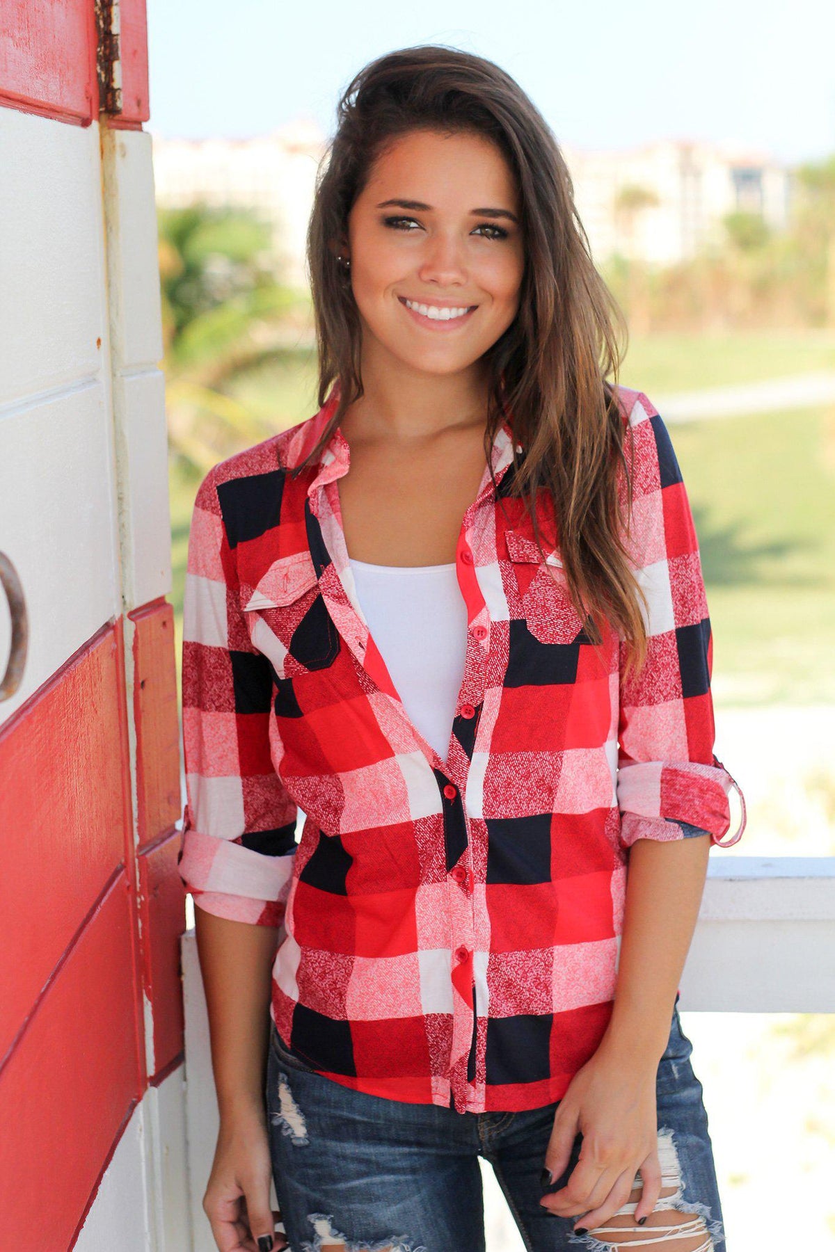 Red and Black Plaid Top | Cute Tops – Saved by the Dress