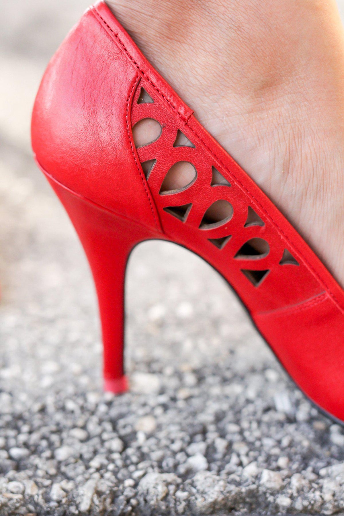 Red Lipstick Cut Out Heels | Online Boutiques – Saved by the Dress