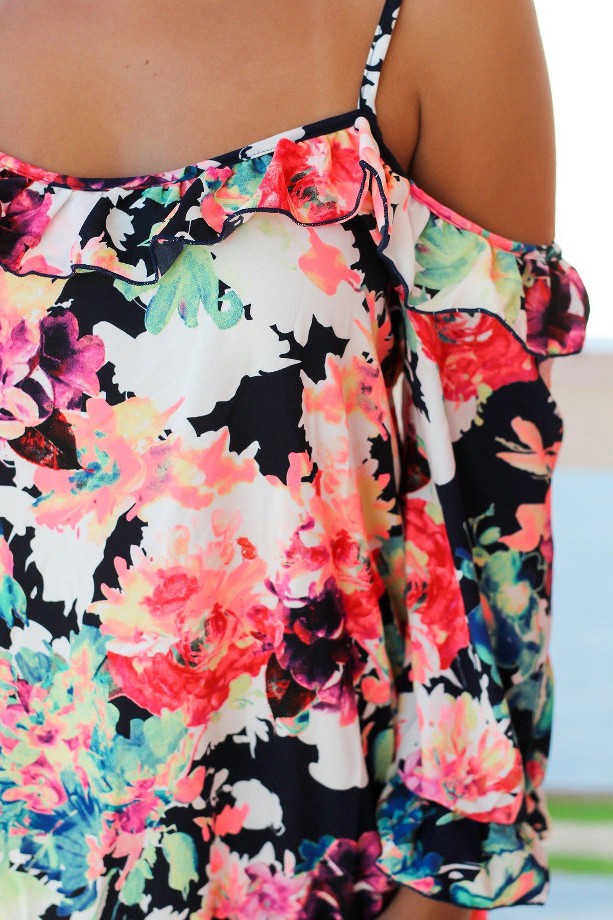 Neon Floral Off Shoulder Top | Cute Tops – Saved by the Dress